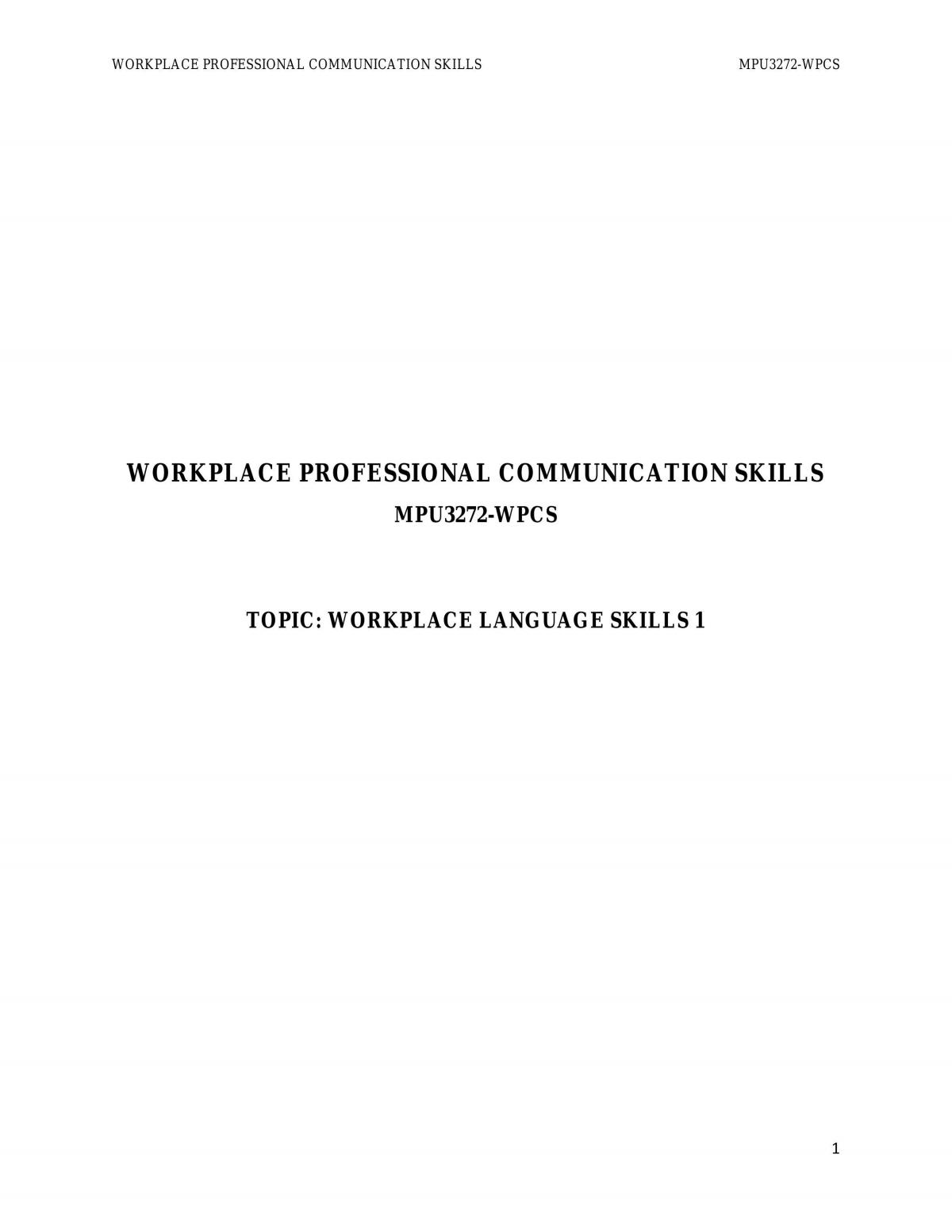 Workplace Language Skill | WPCS - Workplace Professional Communication ...