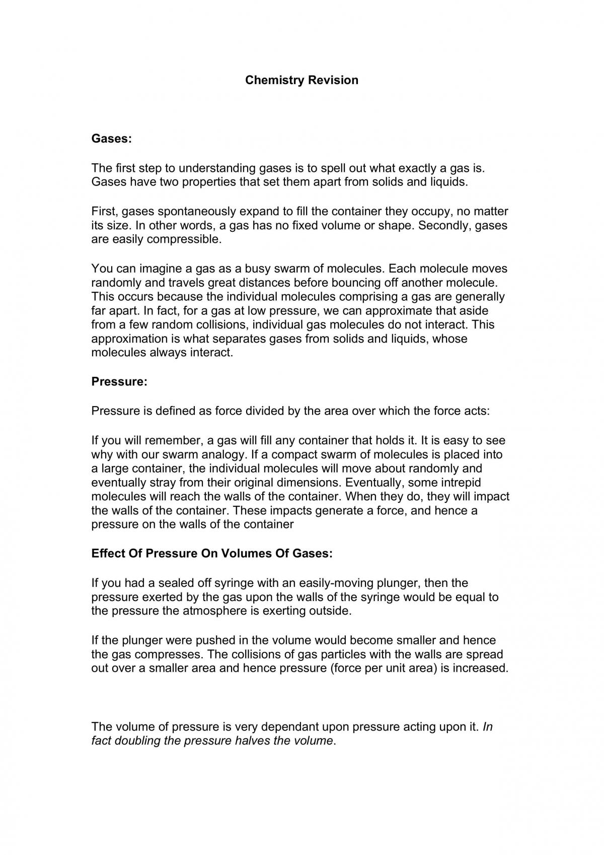 Full Notes on Gas Laws | Chemistry - Year 11 QCE | Thinkswap