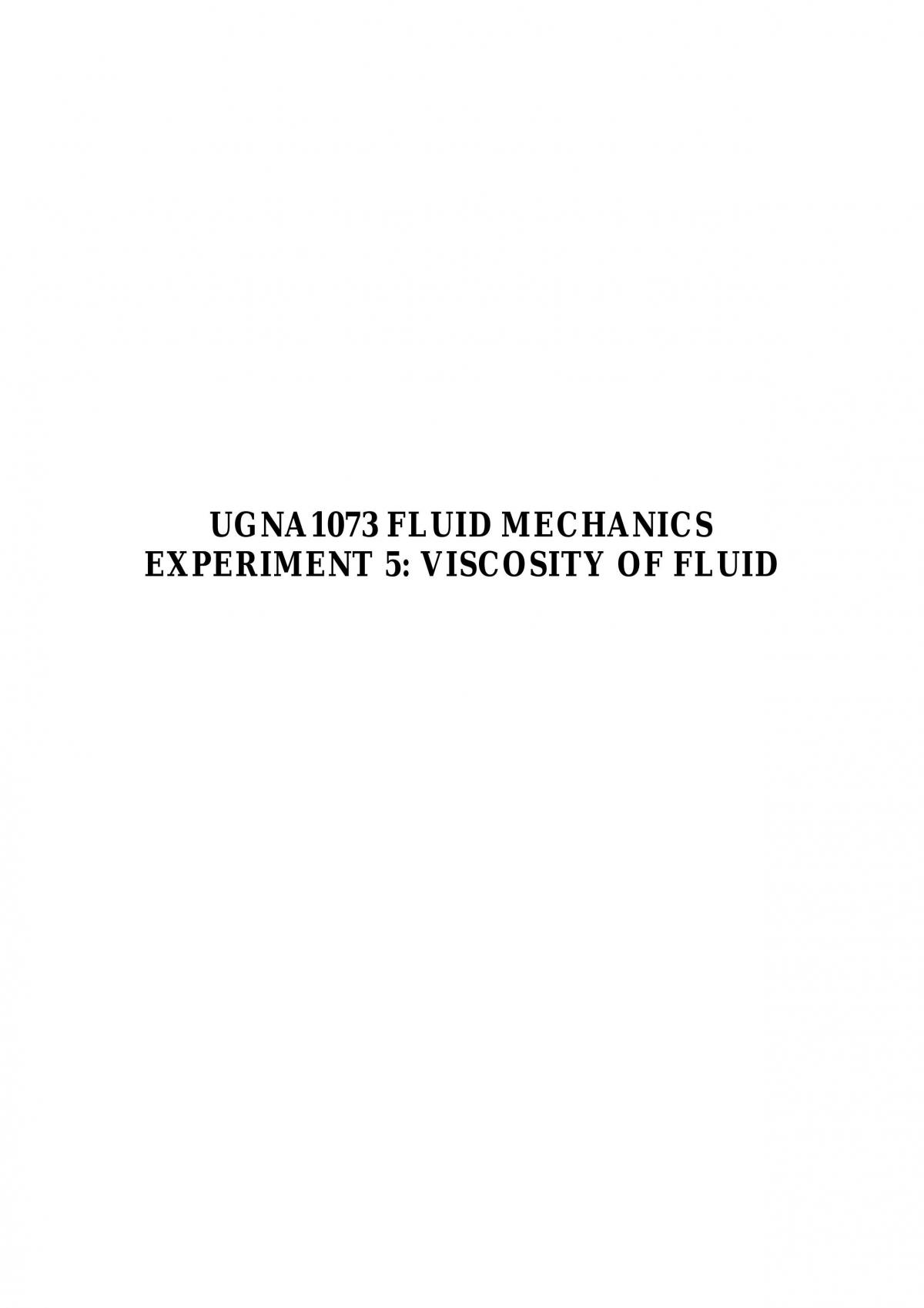 Experiment 5: Viscosity of fluid | UGNA1073 - Fluid Mechanics - UTAR ...