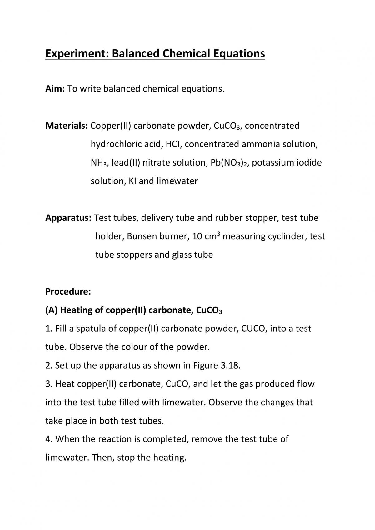 Experiment: Balanced chemical equations | Chemistry - Form 4 SPM ...