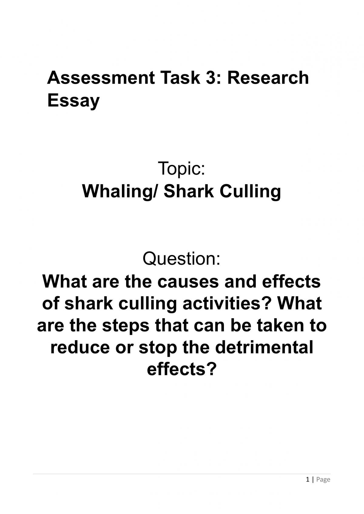 Research Essay: Whaling/ Shark Culling | MUF0012 - English (Unit 2 ...
