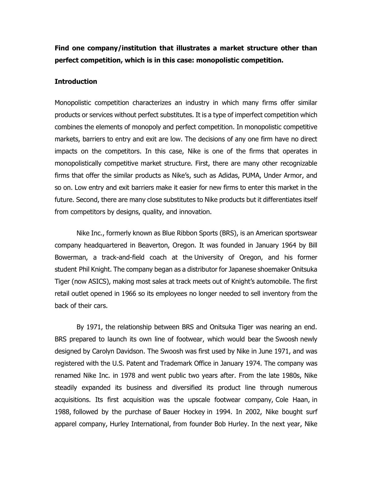 Essay Discussing the Company that Illustrates Monopolistic Competition ...