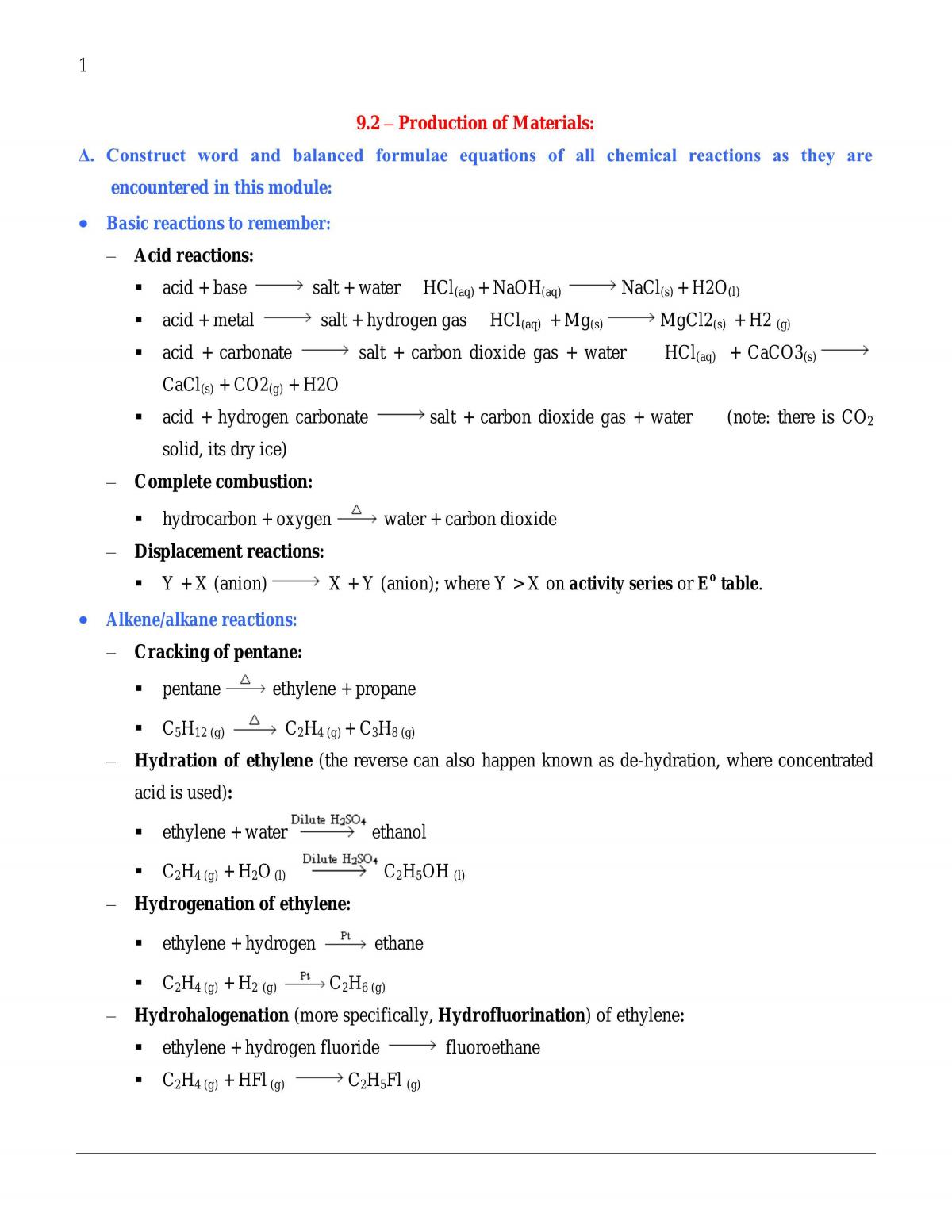 HSC Chemistry - Production of Materials - Complete notes. | Chemistry ...