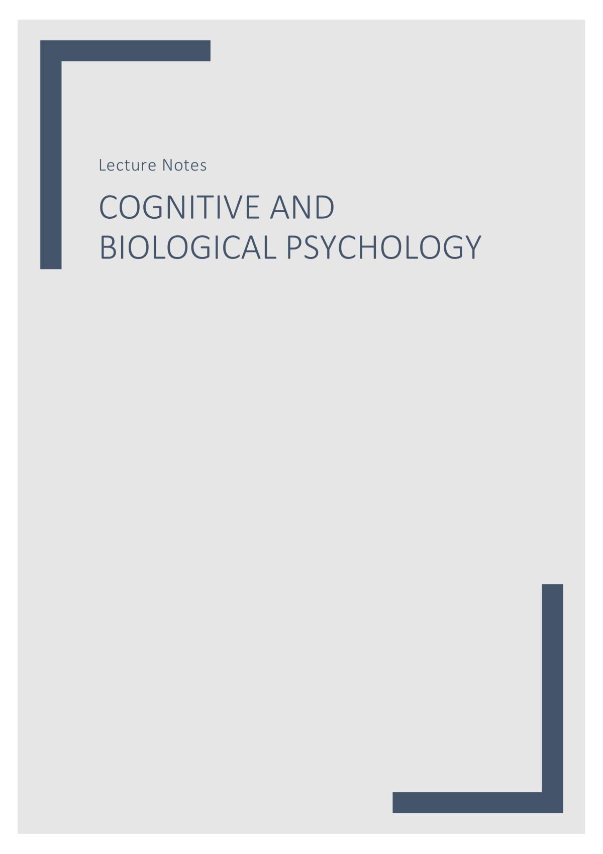 Cognitive and Biological Psychology lecture notes | PSY-5017B ...