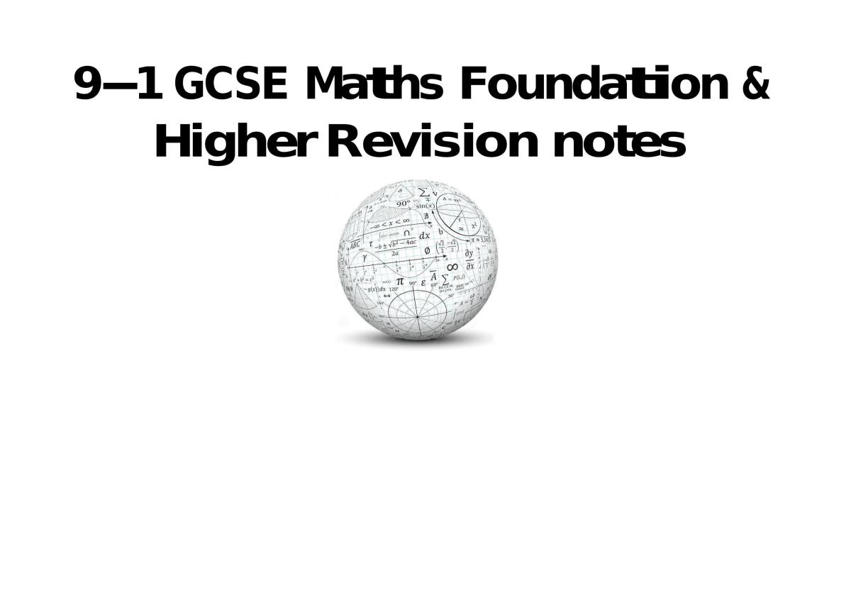 AQA GCSE Maths- foundation/higher notes | Mathematics - Higher GCSE AQA ...