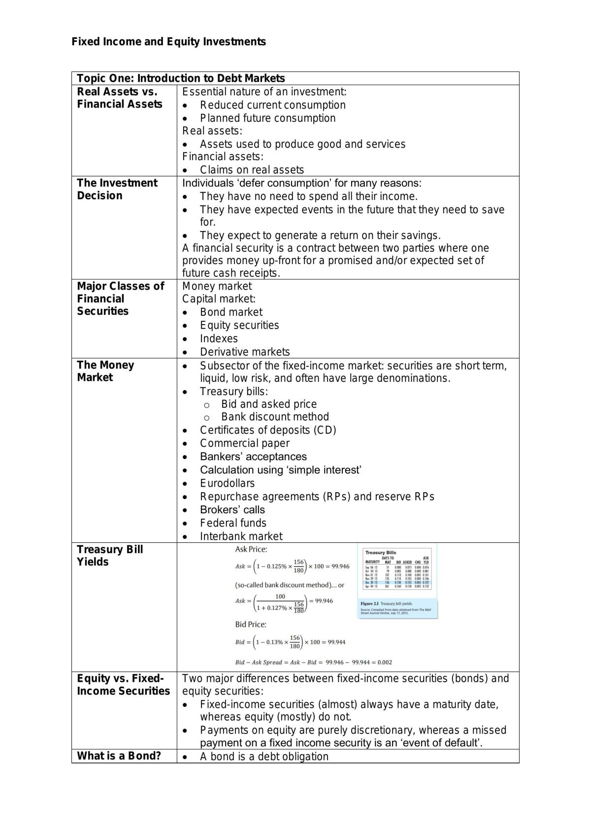 Fixed Income and Equity Investments Full Notes | ICM108 - Fixed Income ...