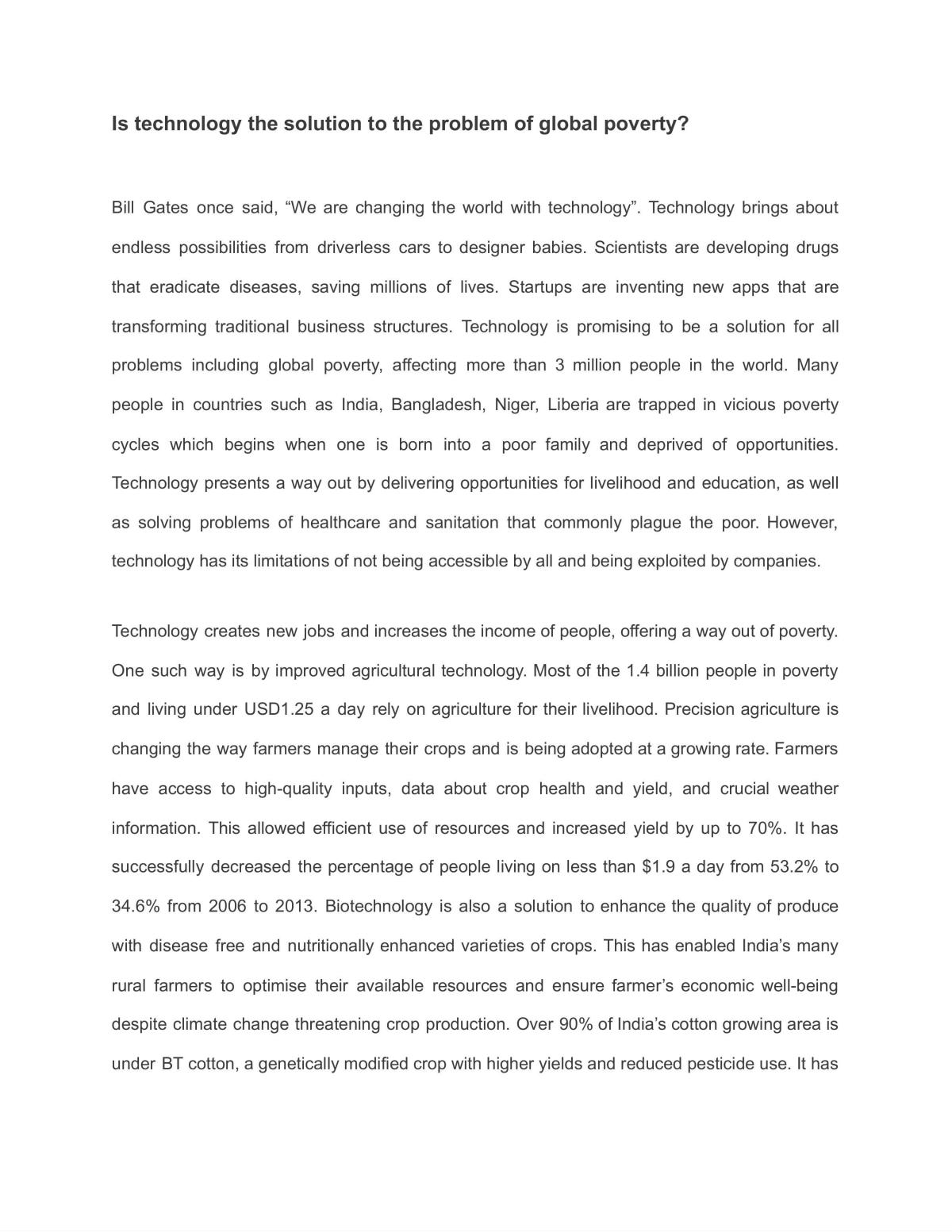 GP Essay - Technology and Povery | General Paper H1 - GCE A Level ...