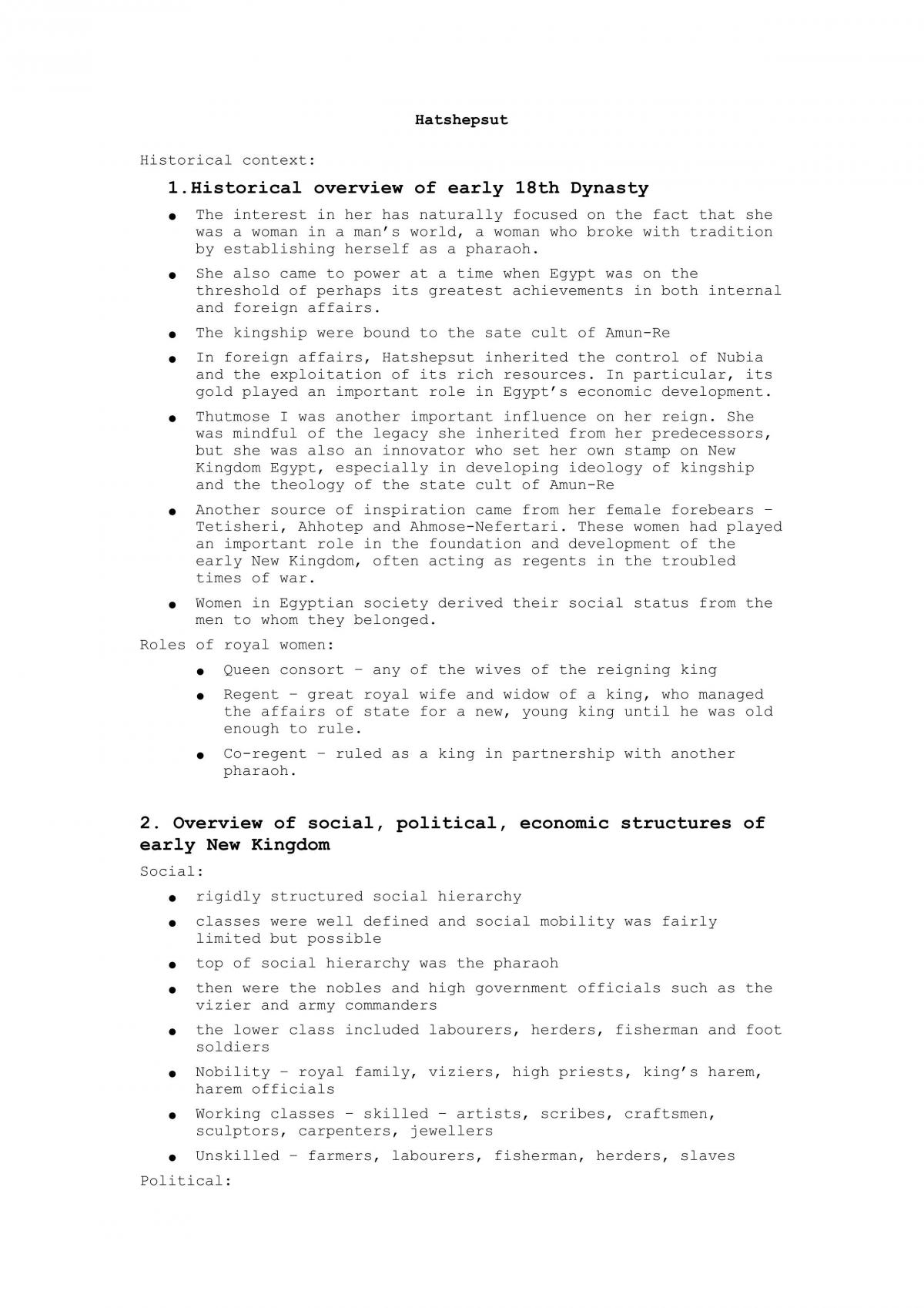 HSC Ancient History: Hatshepsut Notes | Ancient History - Year 12 HSC ...