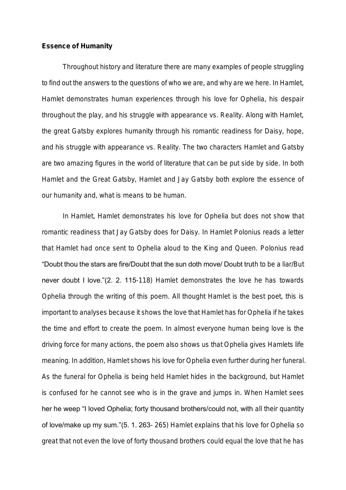 Essence of Humanity | Literature in English - STPM | Thinkswap