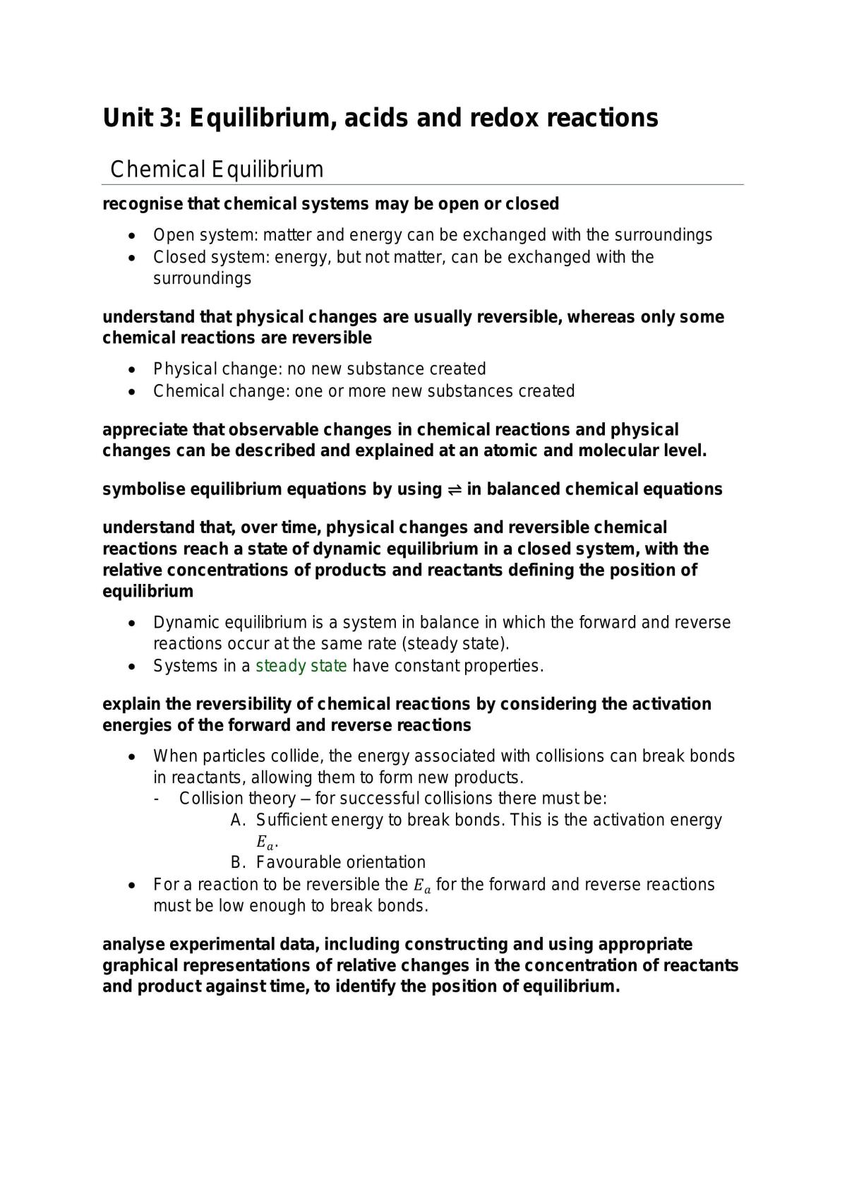 Chemistry Notes | Chemistry - Year 12 QCE | Thinkswap