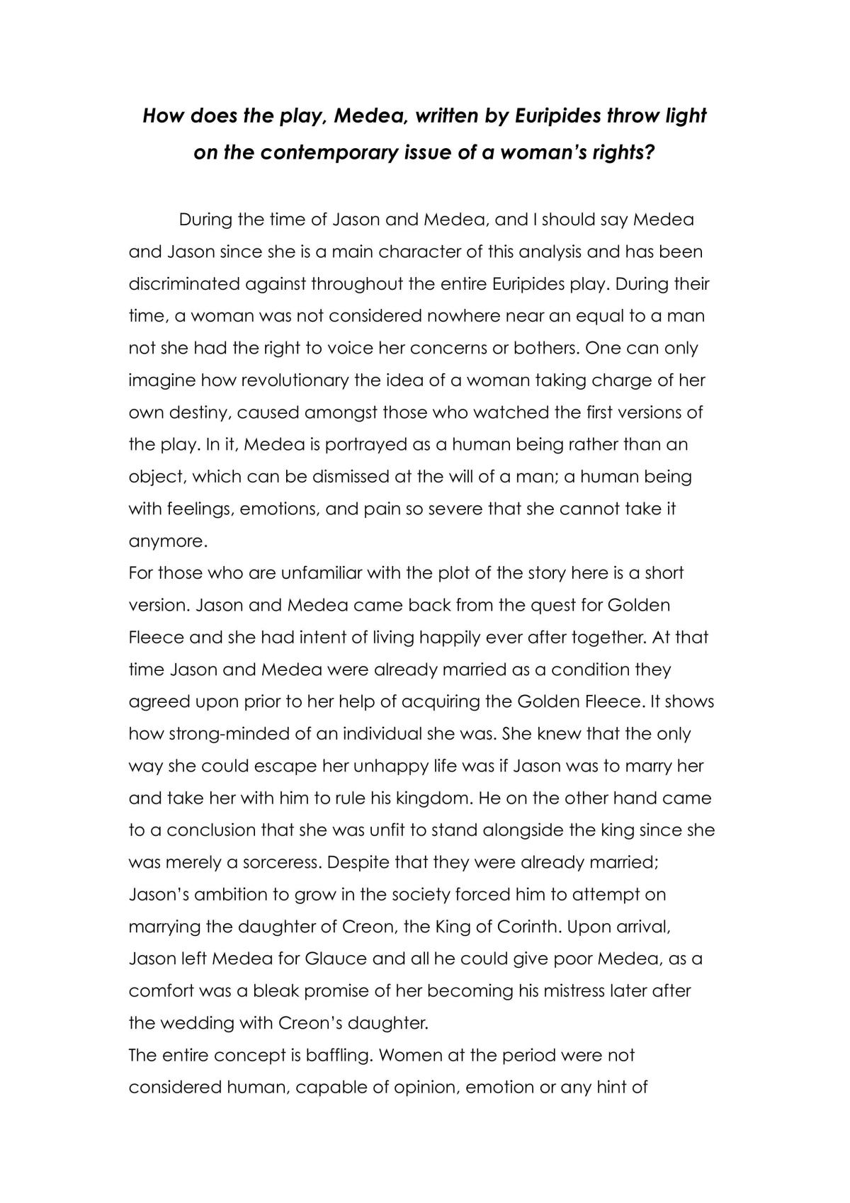 How does the play, Medea, written by Euripides throw light on the ...