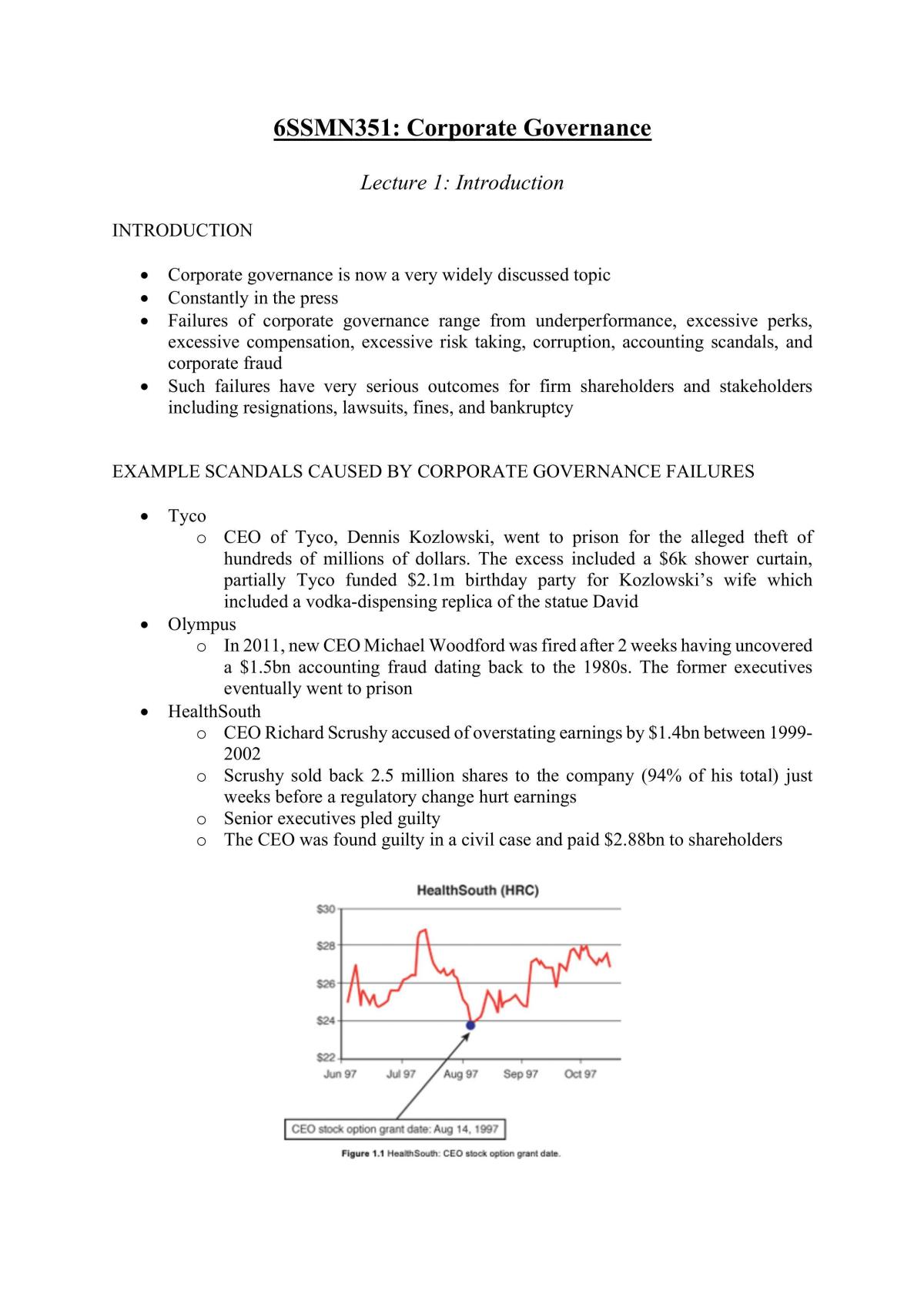 Corporate Governance lecture notes | 6SSMN351 - Corporate Governance ...