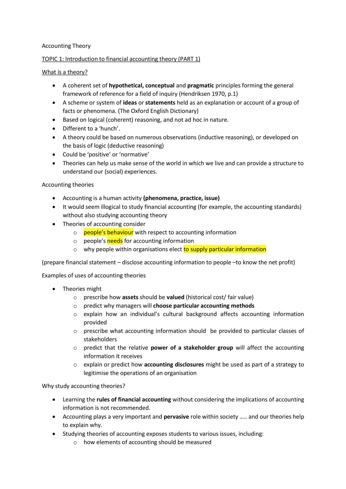 Accounting Theory Notes | BAC3664 - Accounting Theory - MMU | Thinkswap