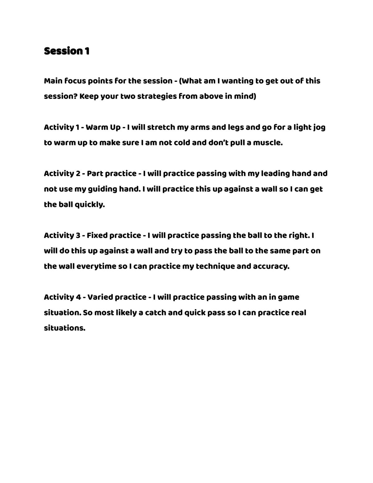 1.6 Physical Education Session Reflections | Physical Education - Level ...