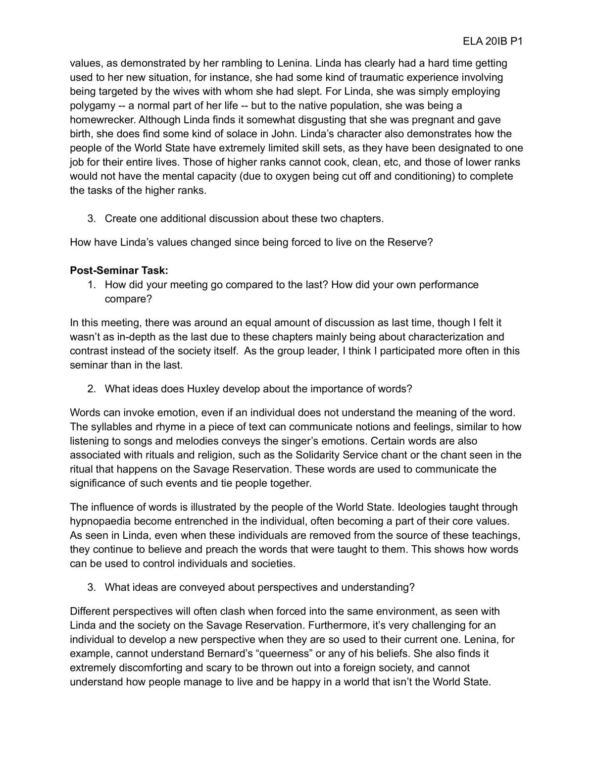 Brave New World Notes and Reflections | English Language Arts 20-1 ...