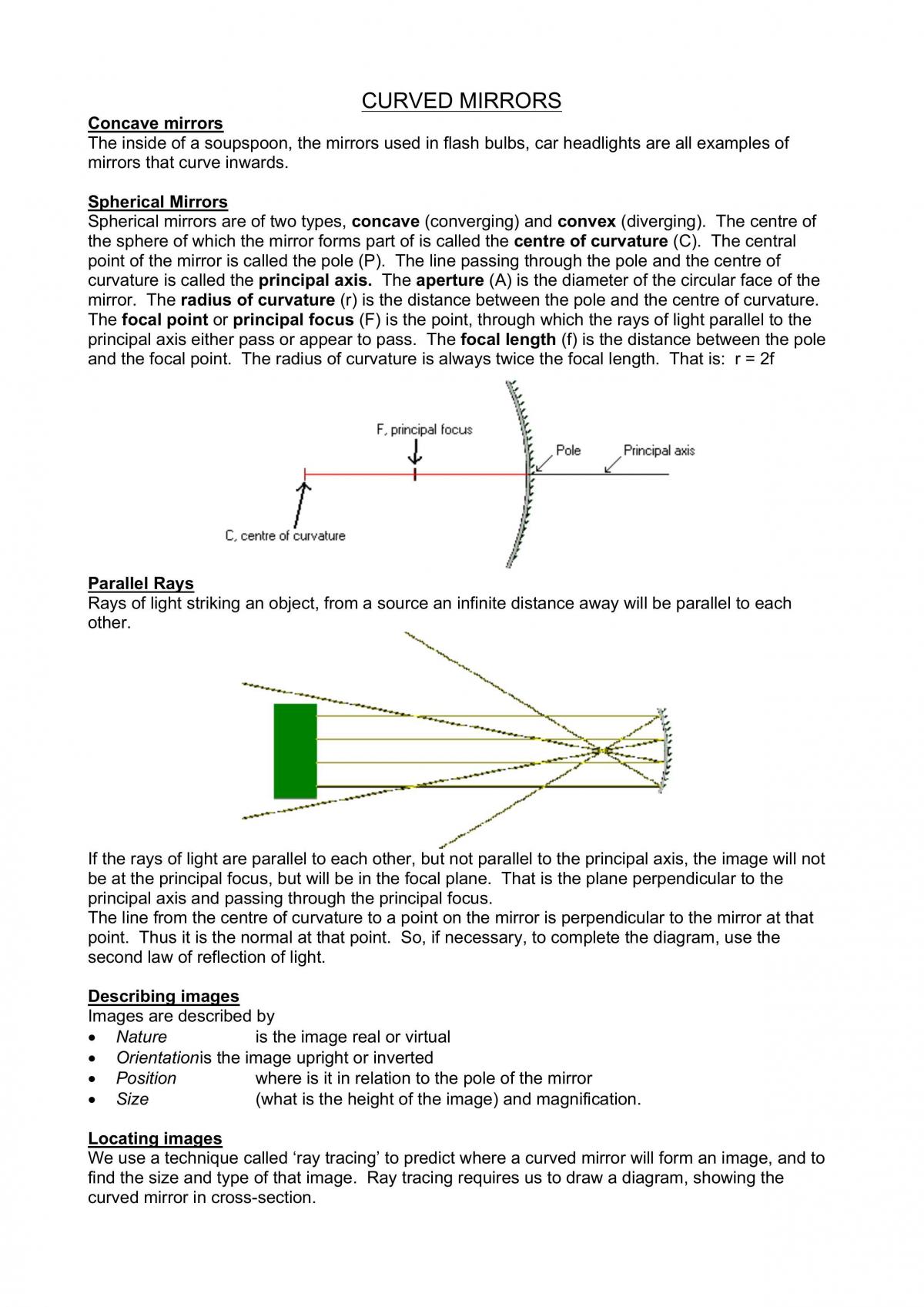 VCE Physics Concave & Convex Mirrors Summary | Physics - Year 11 VCE ...