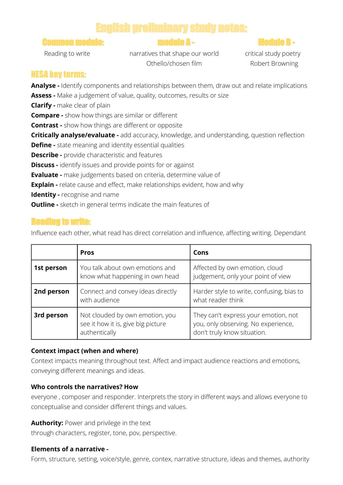 Yr 12 English Advanced Study Notes | English (Advanced) - Year 12 HSC ...