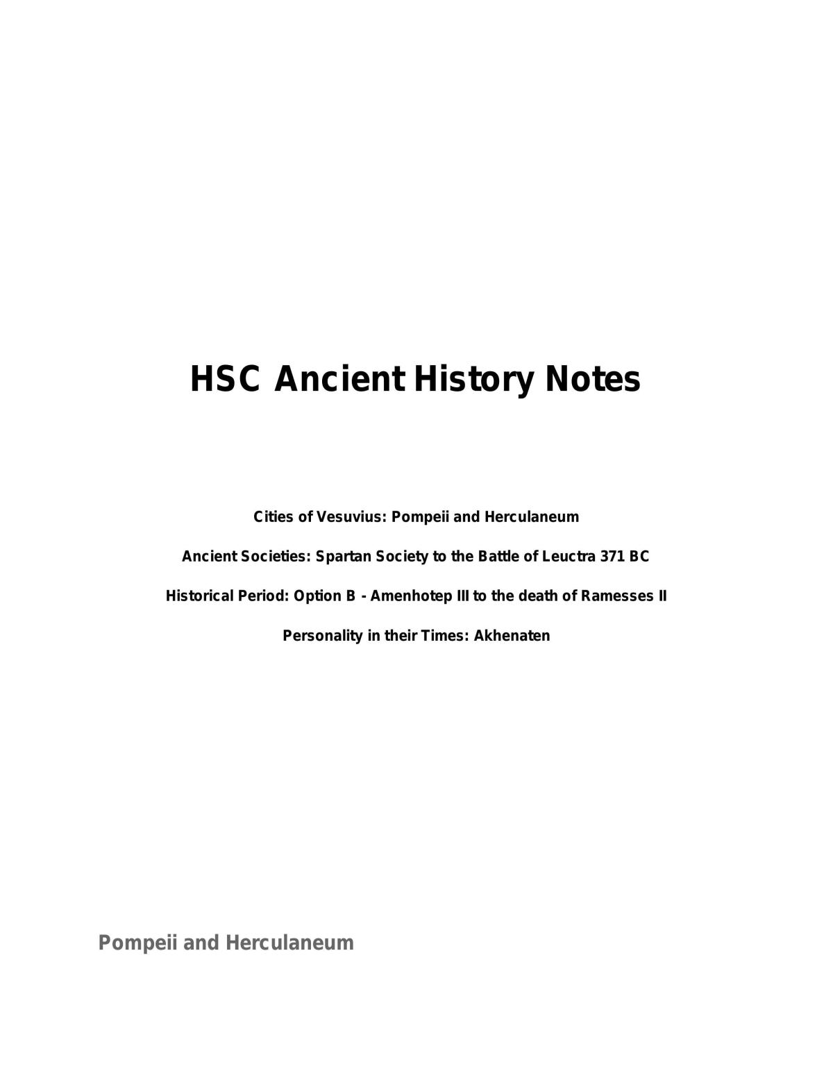 HSC Ancient History Notes | Ancient History - Year 12 HSC | Thinkswap