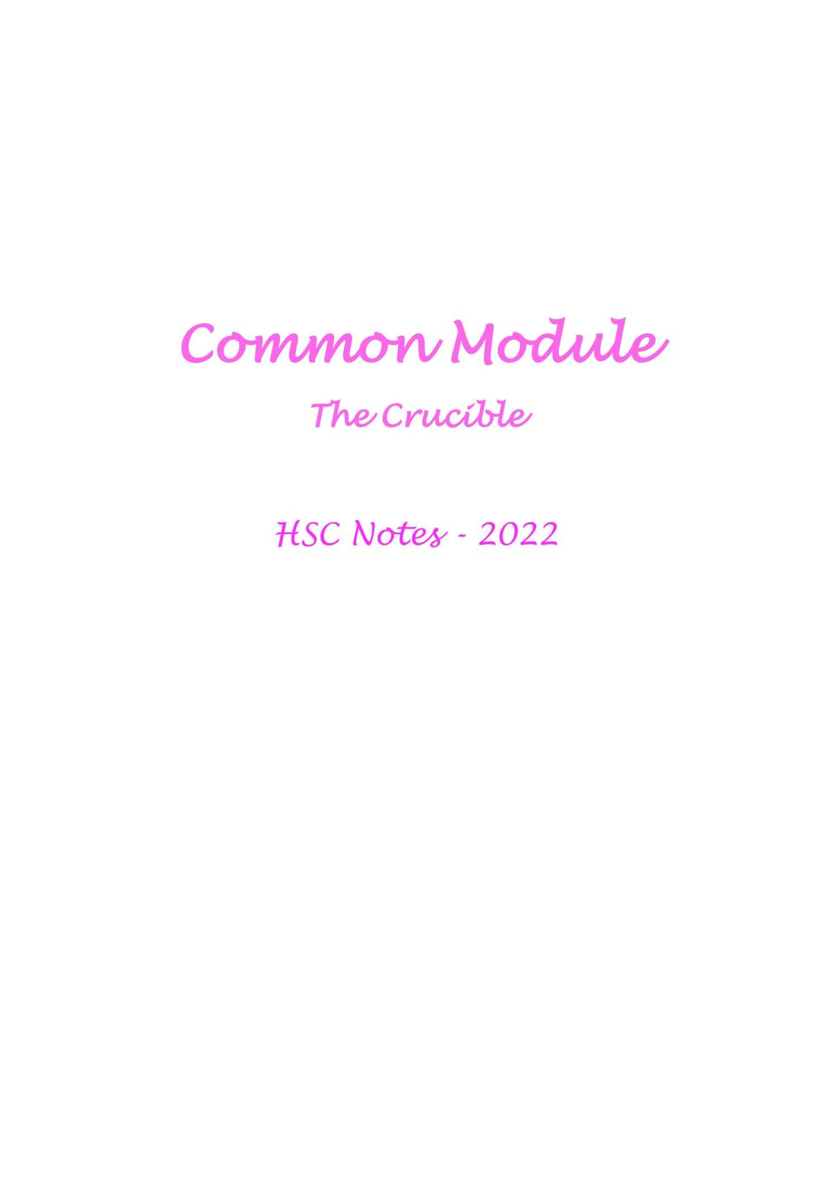 Crucible HSC Notes | English (Advanced) - Year 12 HSC | Thinkswap