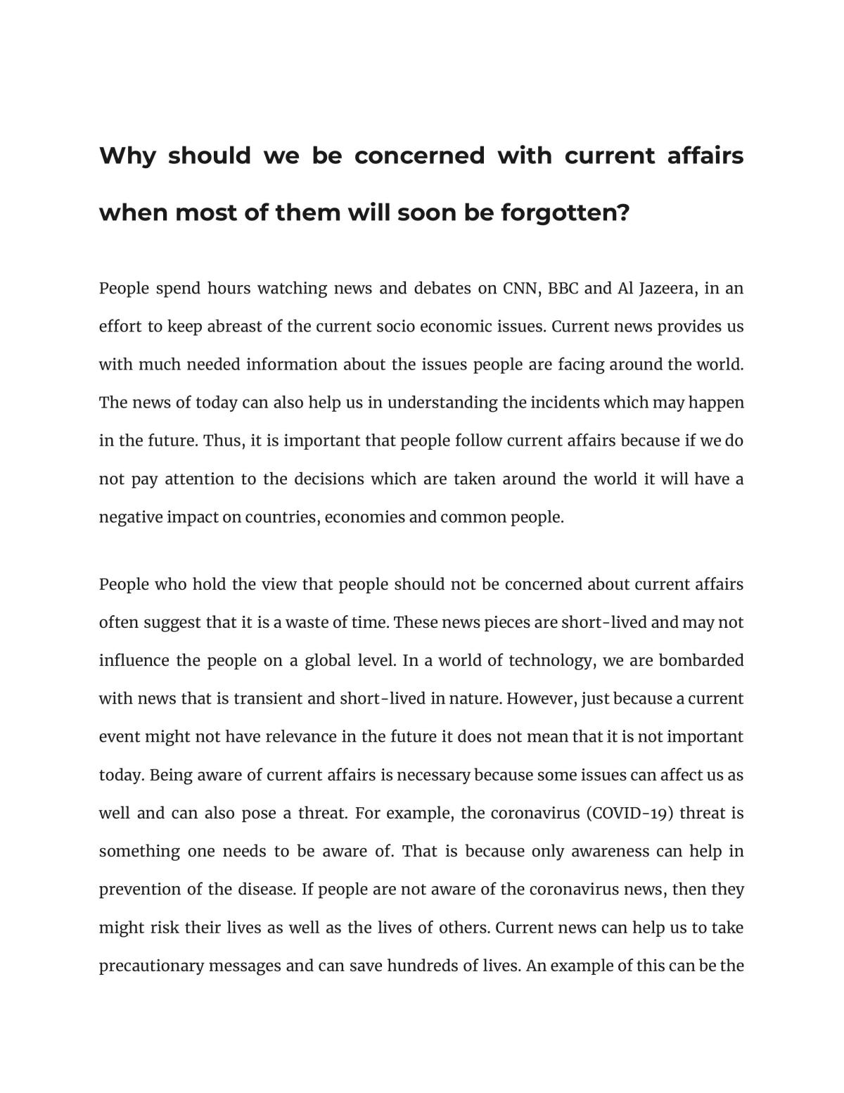 Current affairs and History | General Paper H1 - GCE A Level | Thinkswap