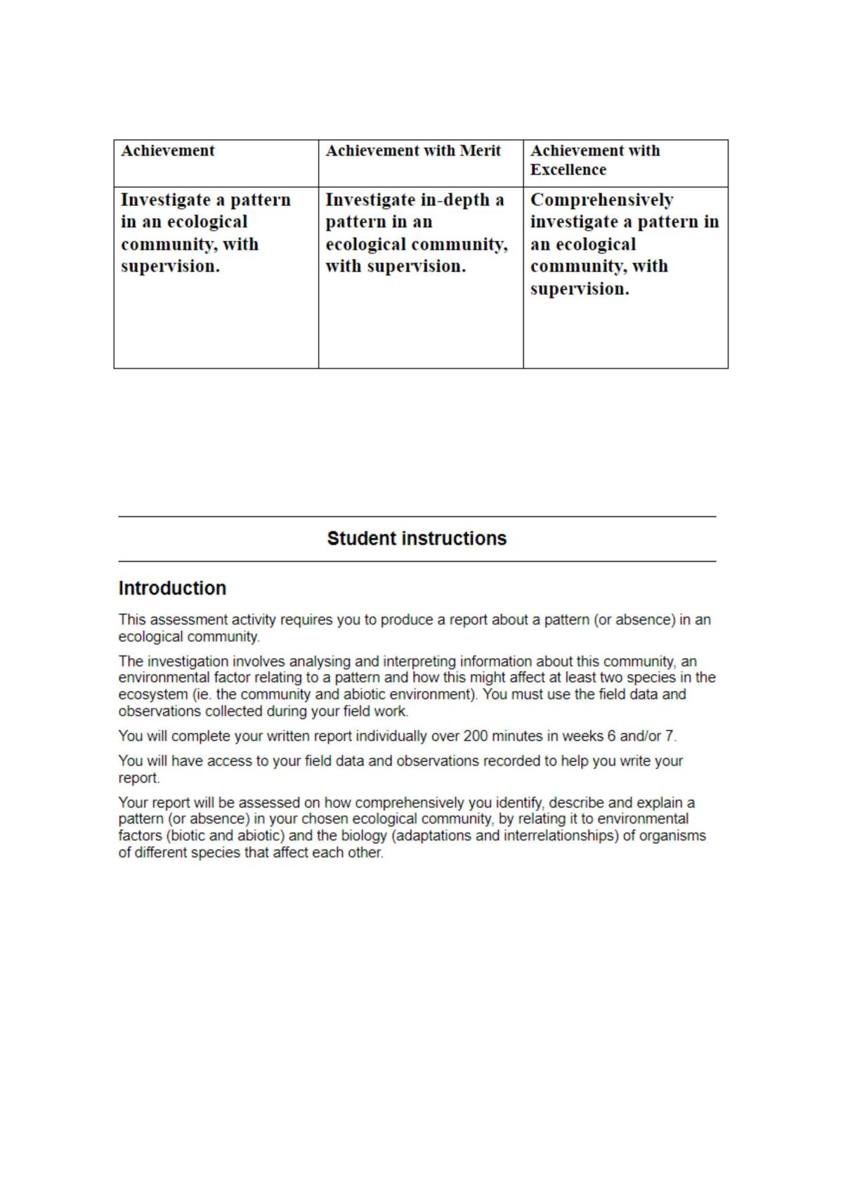 NCEA Level 2 Ecology Report Internal Excellence | Biology - Level 2 ...
