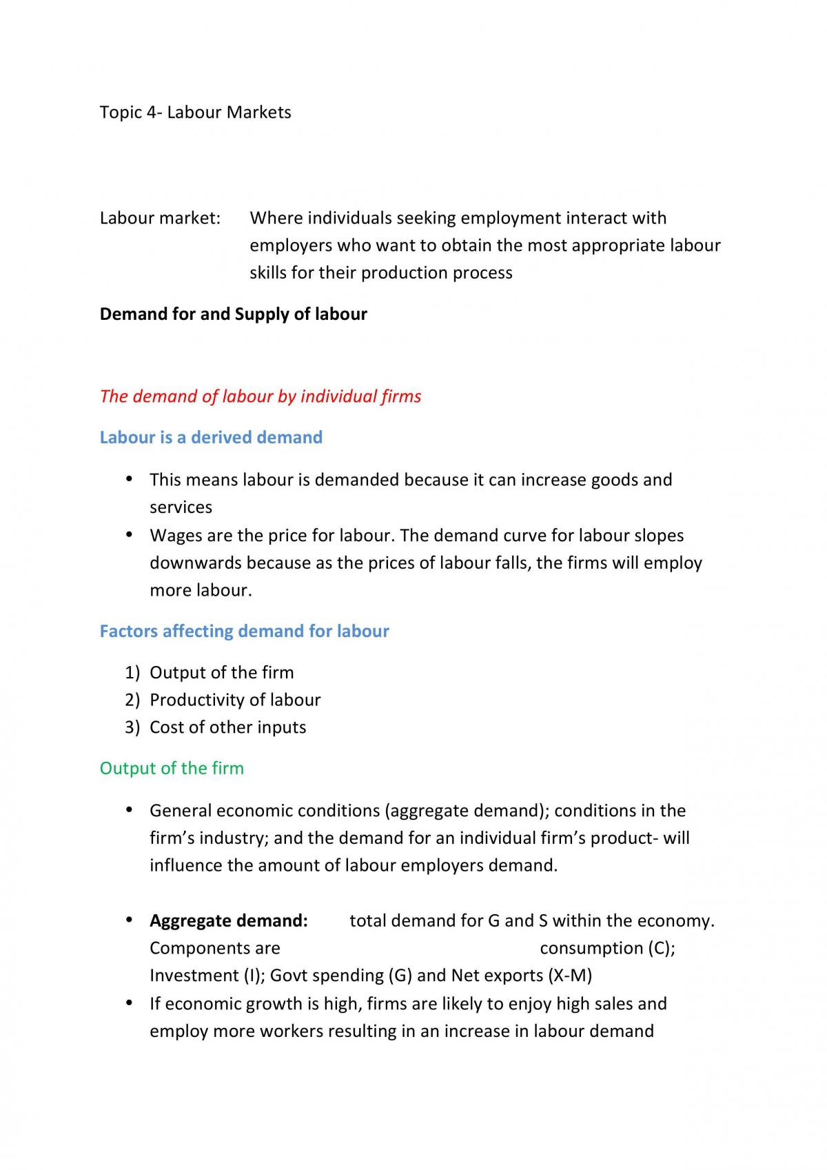 Topic 4: Labour markets | Economics - Year 11 HSC | Thinkswap