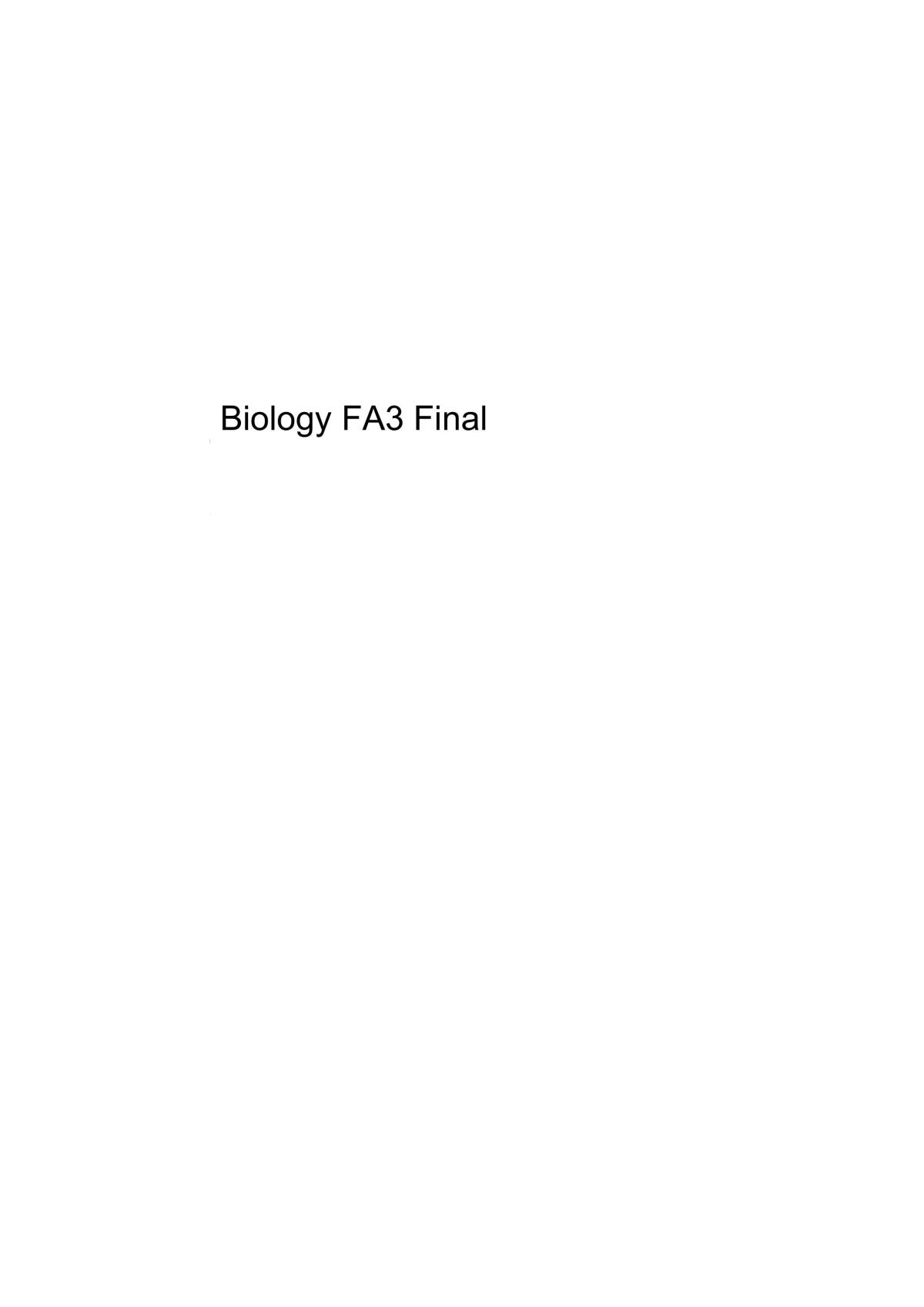 Biology FA3 Research Investigation | Biology - Year 11 QCE | Thinkswap