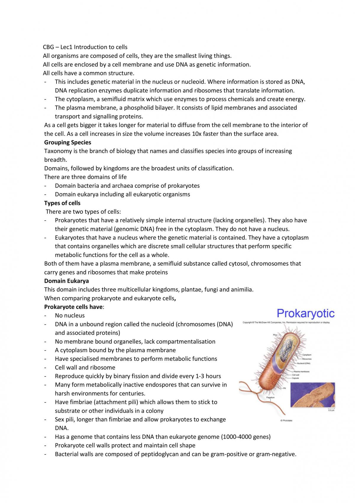 Introduction to Cells Notes | 91161 - Cell Biology and Genetics - UTS ...