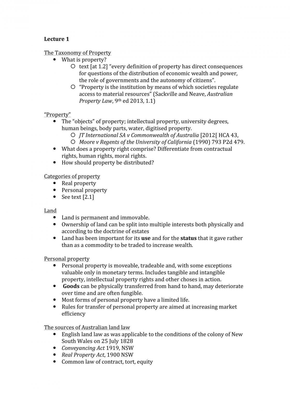Comprehensive Lecture Notes Weeks 1-12 | LAWS2200 - Property Law - MQ ...