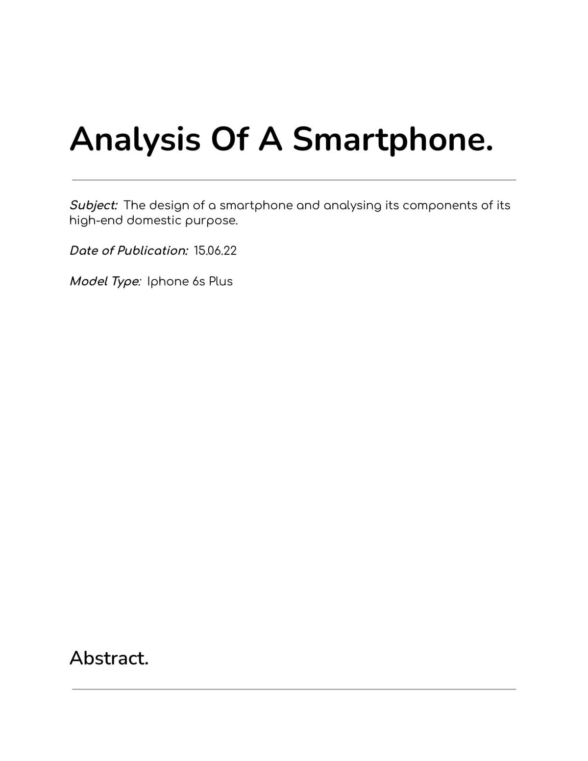 Analysis of a smartphone | Engineering Studies - Year 11 HSC | Thinkswap