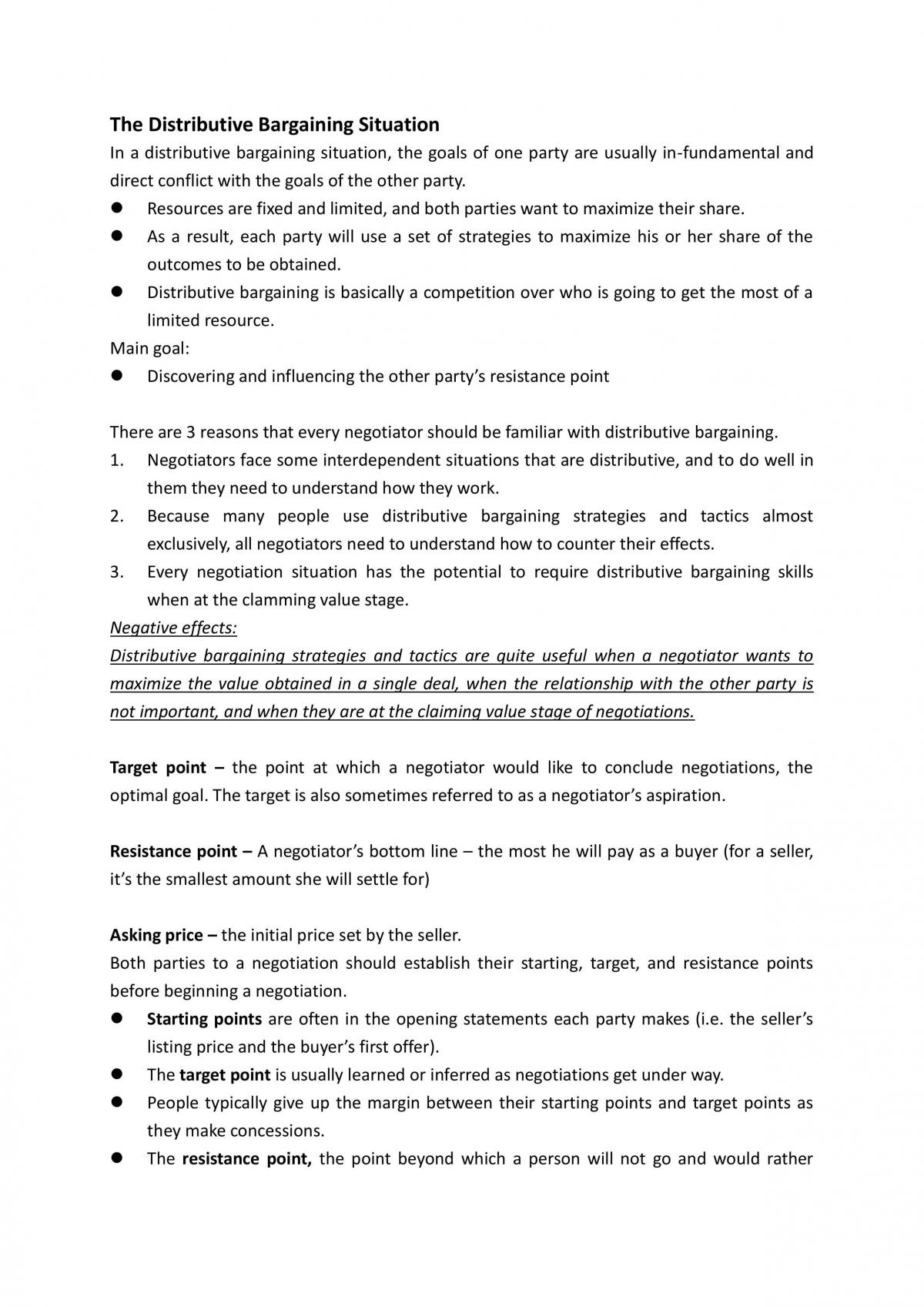 MGMT3721 - The Distributive Bargaining Situation | MGMT3721 ...