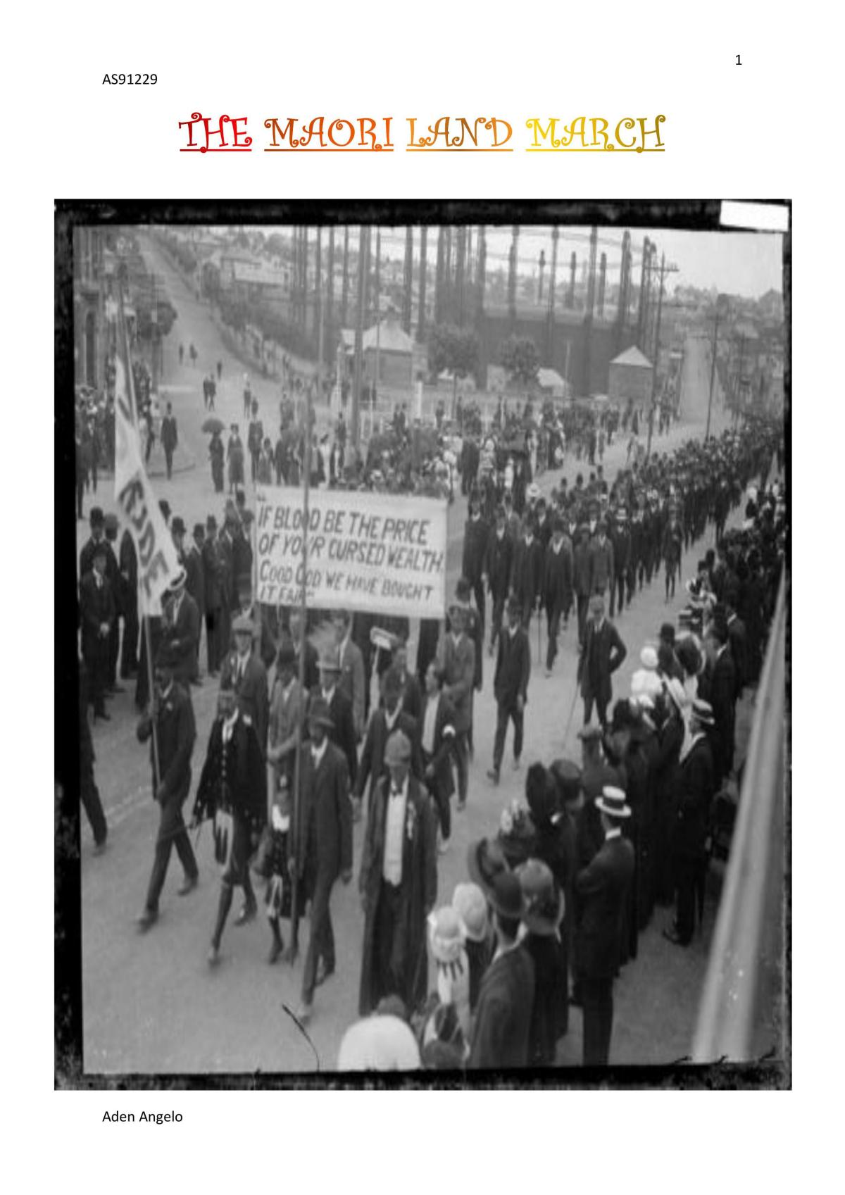 2.1 History - AS91229 (Maori Land March) (EXCELLENCE) | History - Level ...