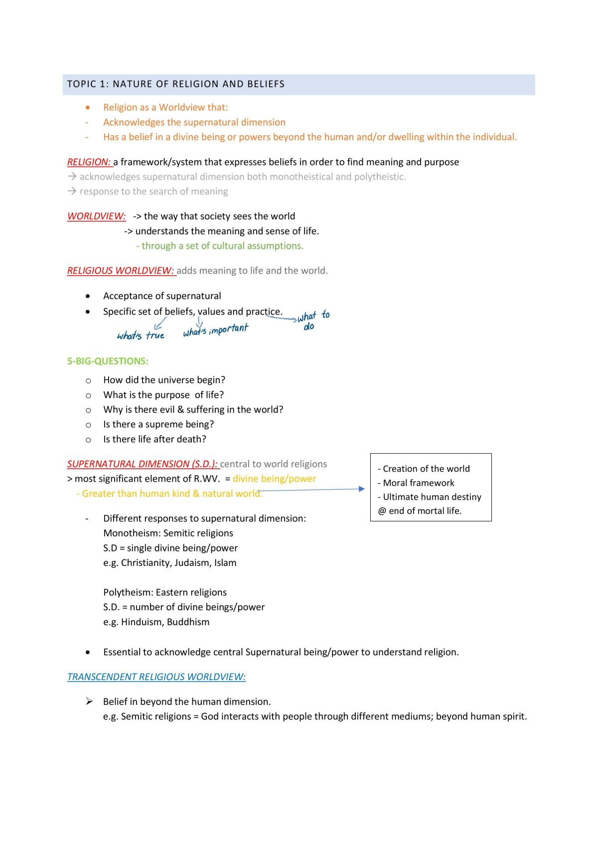 Year 11 Studies of Religion Prelim 2 Topic 1 | Studies of Religion II ...