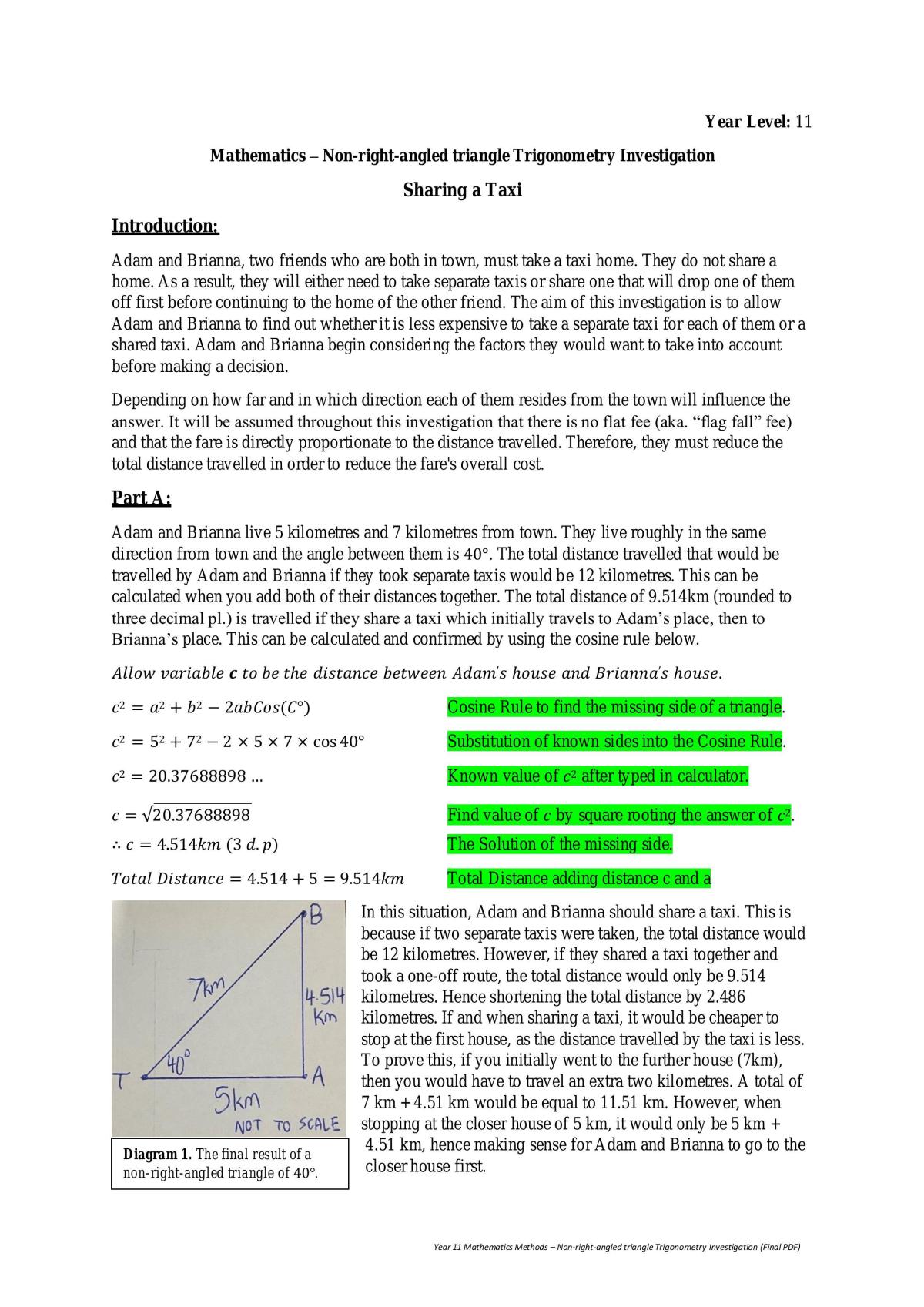 Trigonometry Cosine & Sine Rule Of Application Investigation ...