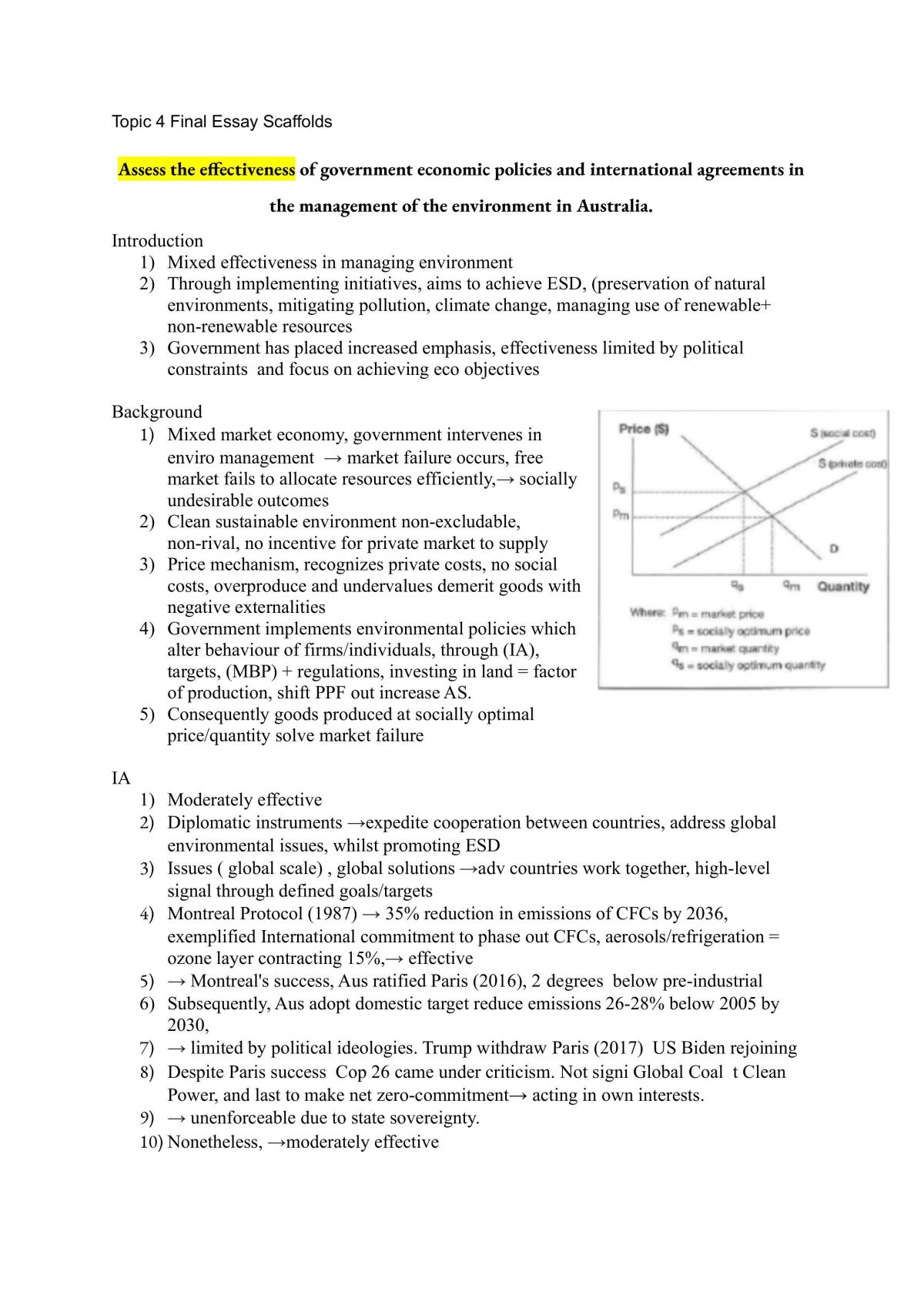 Economics Topic 4 Essay Scaffolds | Economics - Year 12 HSC | Thinkswap