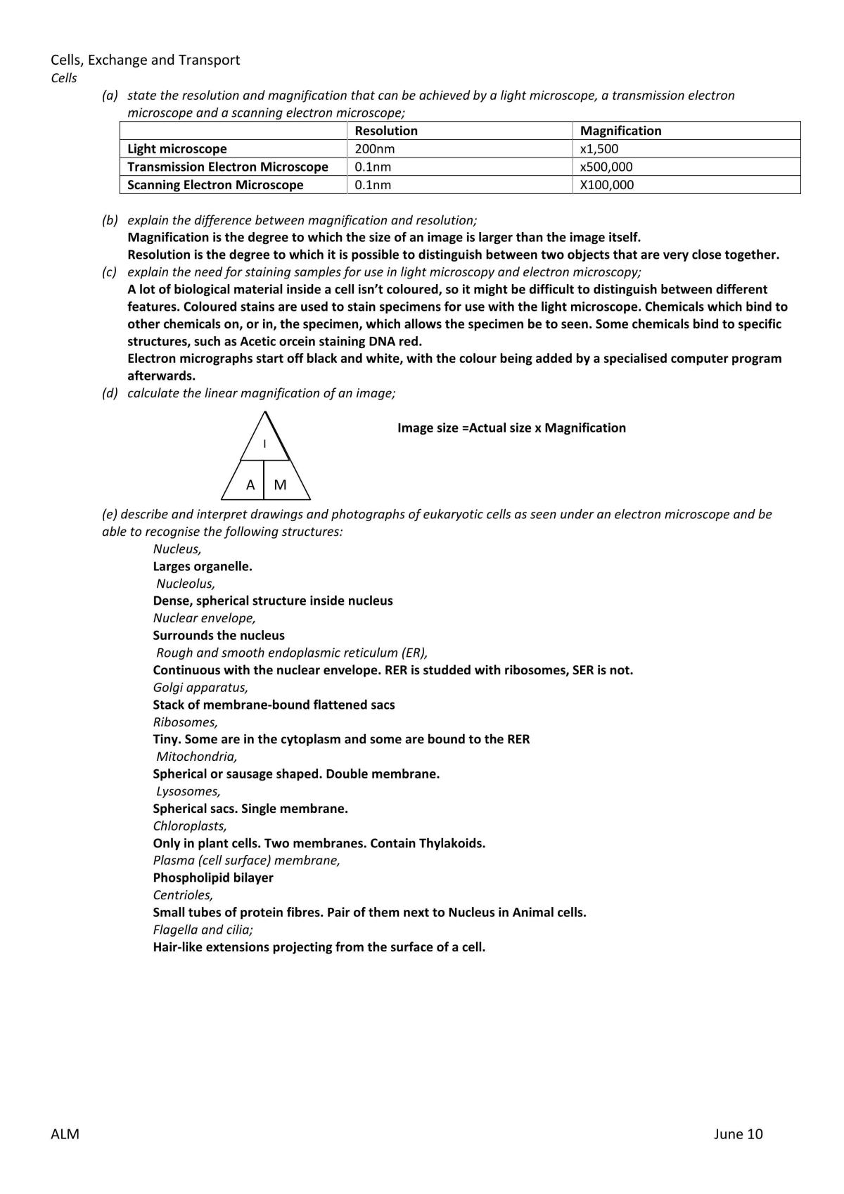 Cells,Exchange & Transport | Biology A - A Level A Levels OCR | Thinkswap