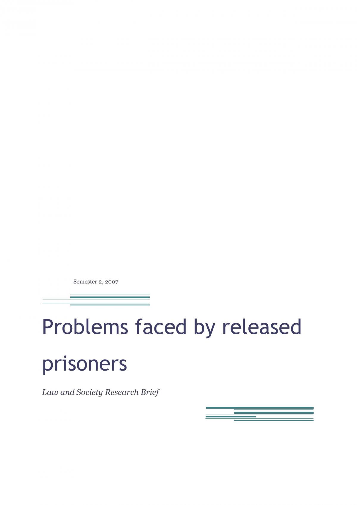 Problems Faced By Released Prisoners | 6599 - Law and Society ...