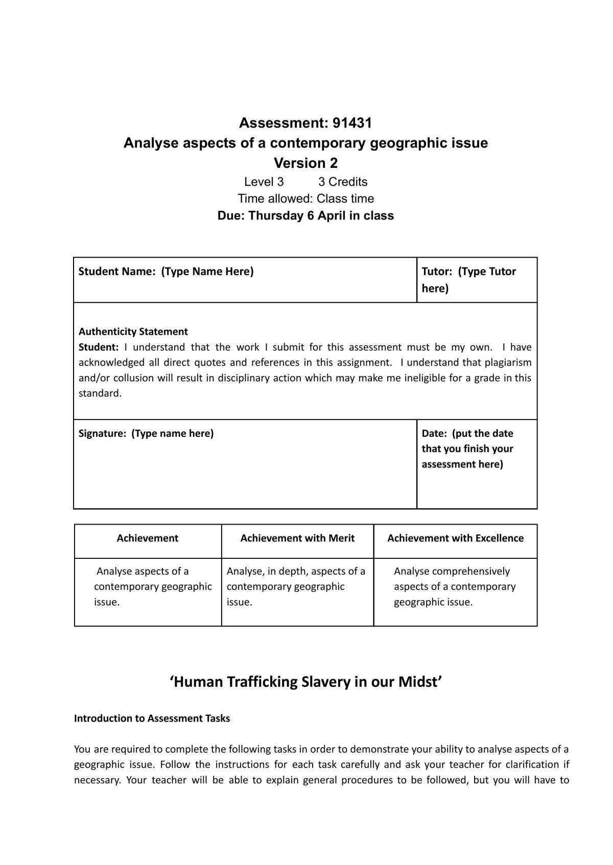 AS 91431 Contemporary Geographic Issue 2023 | Geography - Level 3 NCEA ...