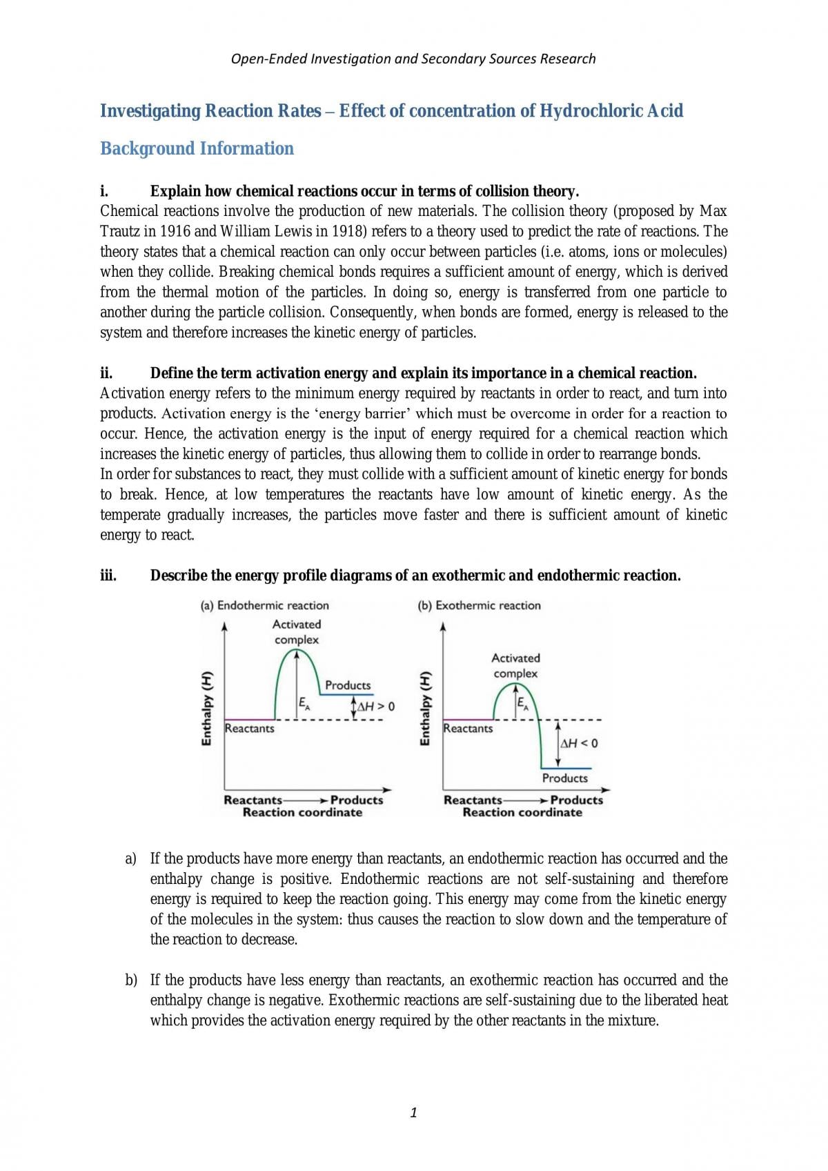 Rates of Reaction Experiment | Chemistry - Year 11 HSC | Thinkswap