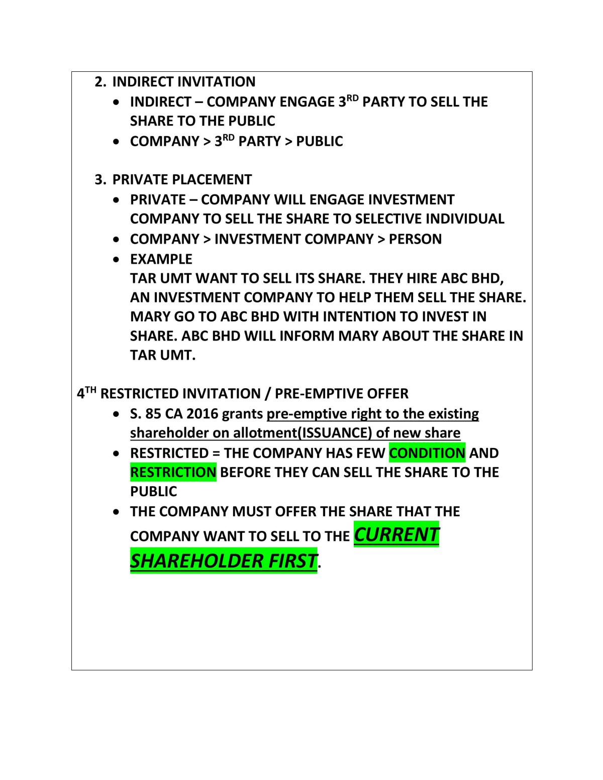 Company Law Summary Notes | UBML2013 - Company Law - UTAR | Thinkswap