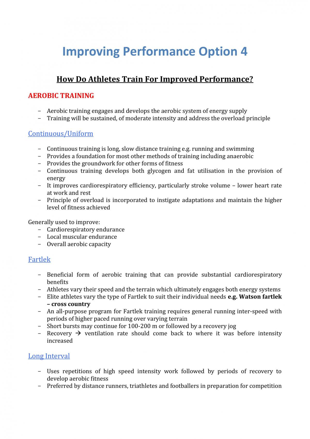 Improving Performance Notes Option 4 | Personal Development, Health and ...