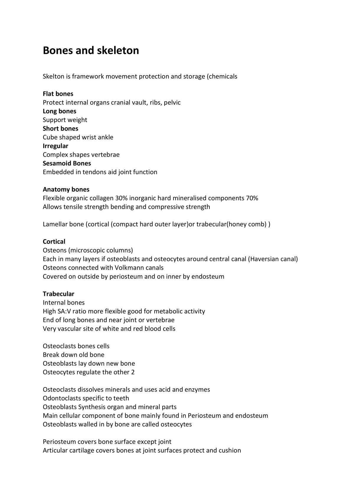 Bones and skeleton | Biology - Standard Level IB | Thinkswap