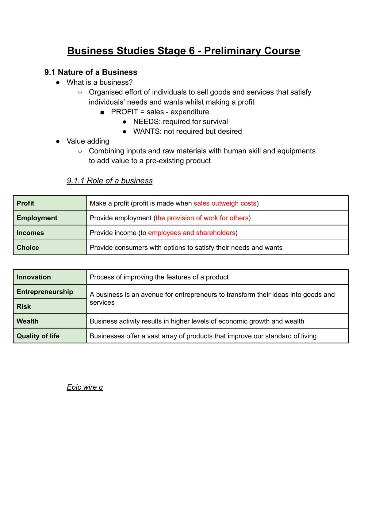 Business Studies Prelim Course Complete Notes | Business Studies - Year ...