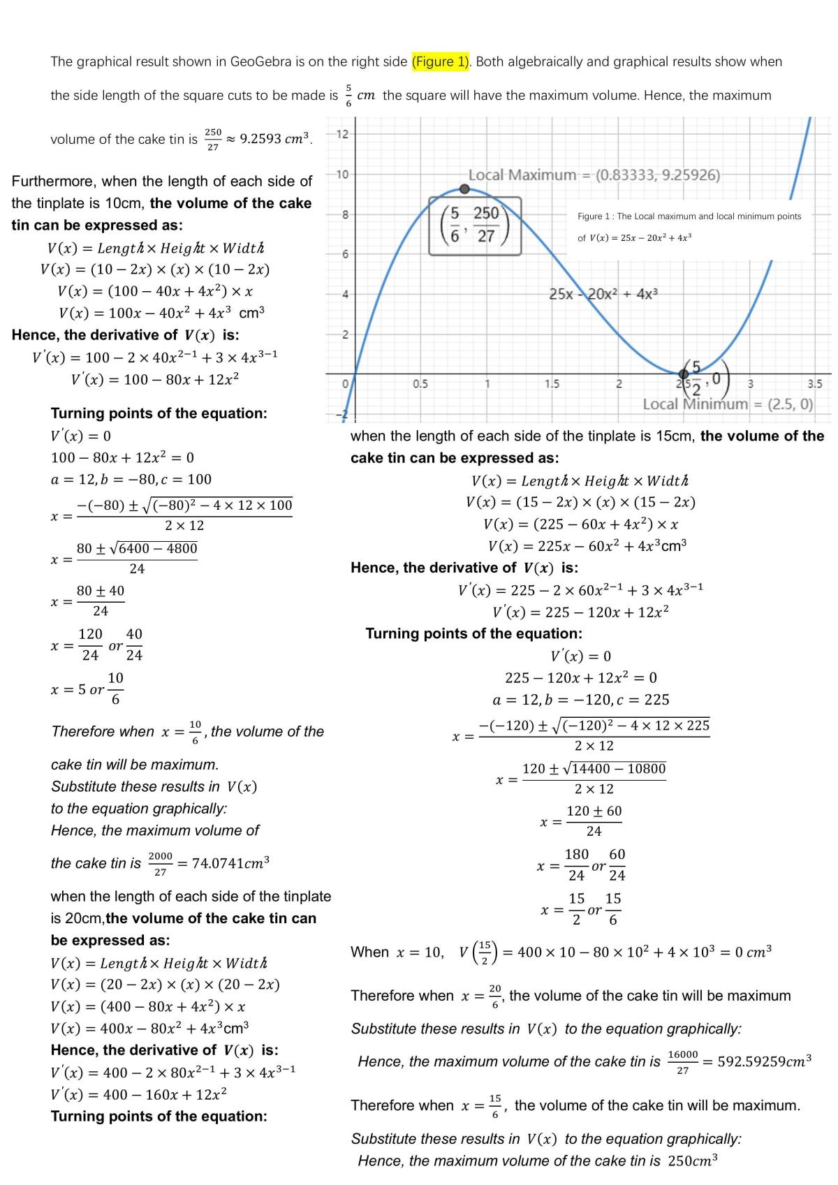 Calculus – Maximising the volume of a cake tin investigation ...
