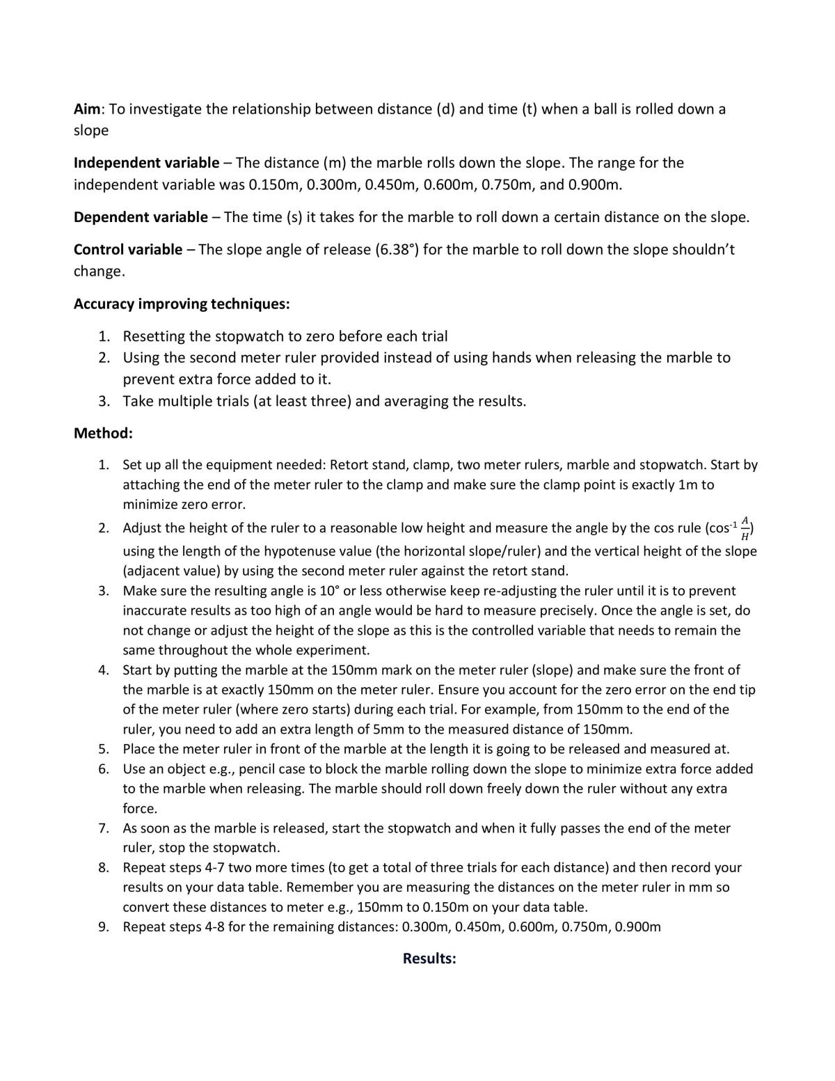 P2.1: Carry out a practical physics investigation that leads to a non ...