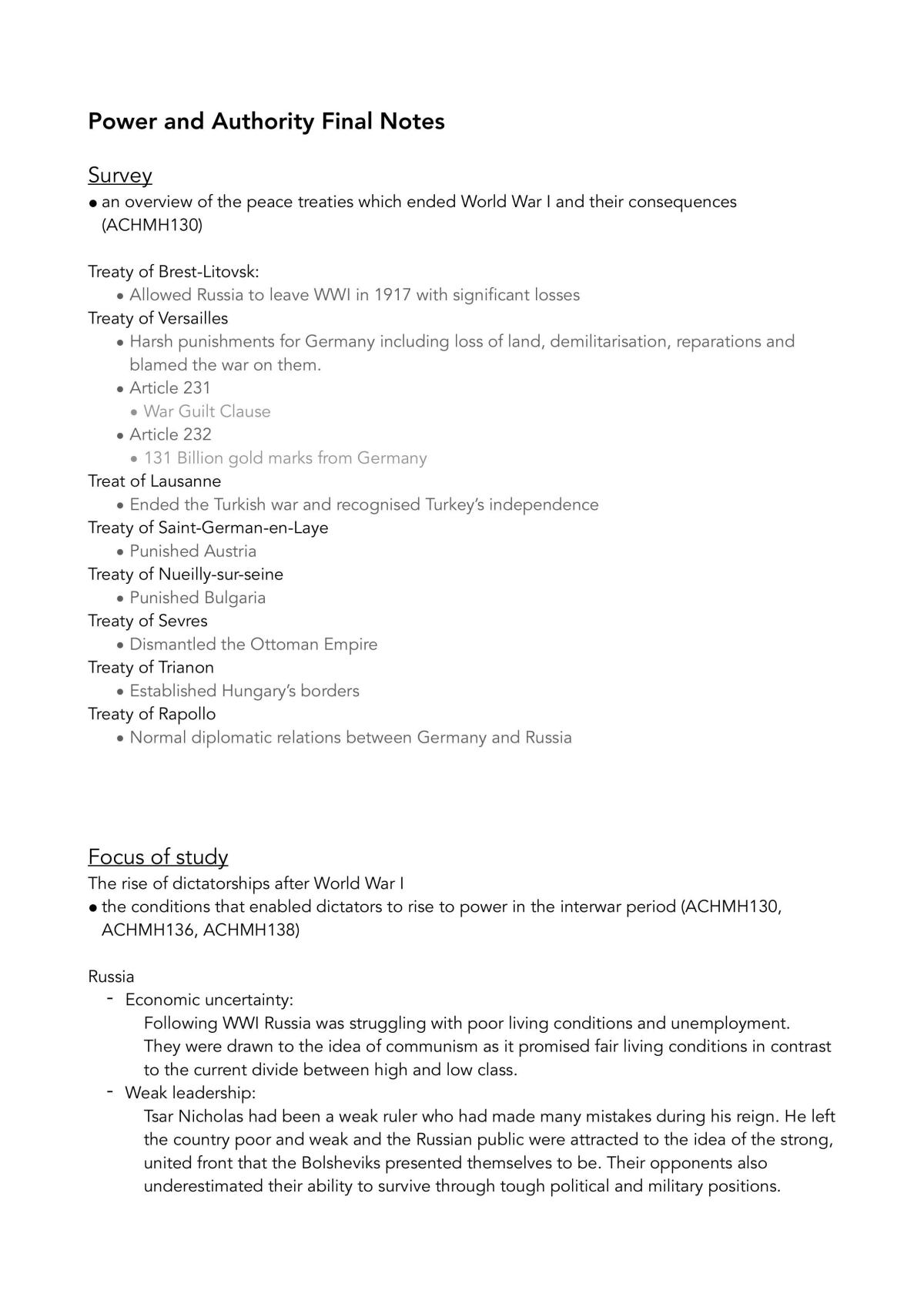 Power and Authority Full Notes | Modern History - Year 12 HSC | Thinkswap