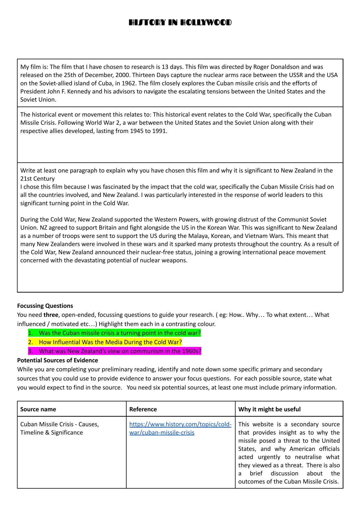 Level 3 History 3.1 | History - Level 3 NCEA | Thinkswap