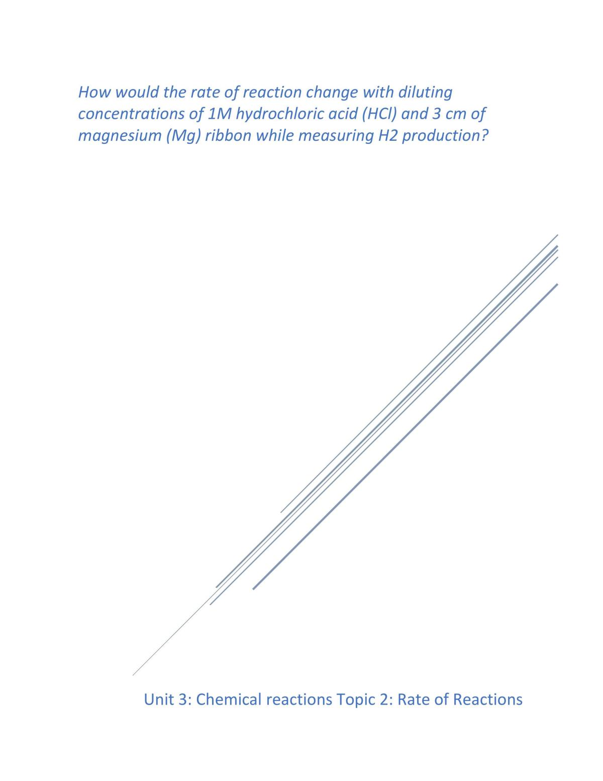 Rate of Reaction with Hydrochloric Acid and Magnesium | Chemistry ...