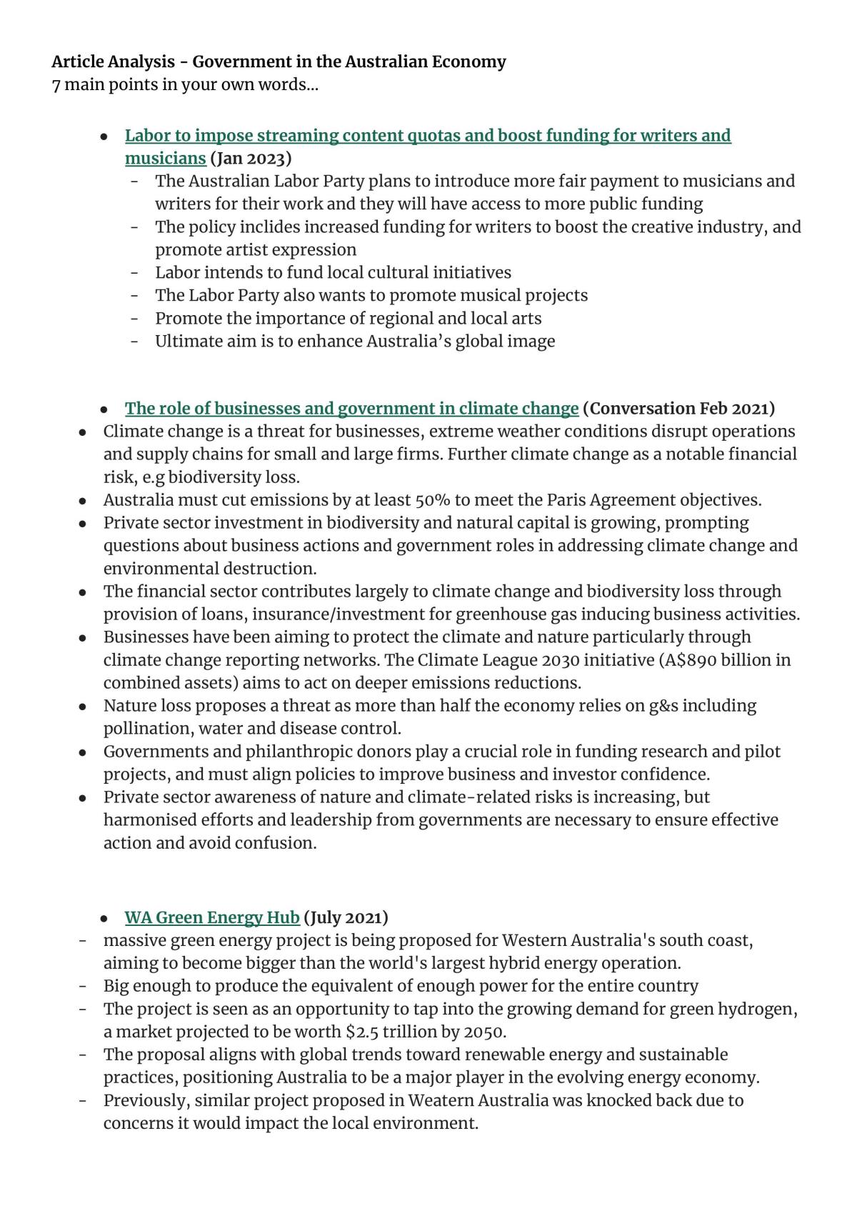 Article Analysis - Government in the Australian Economy | Economics ...