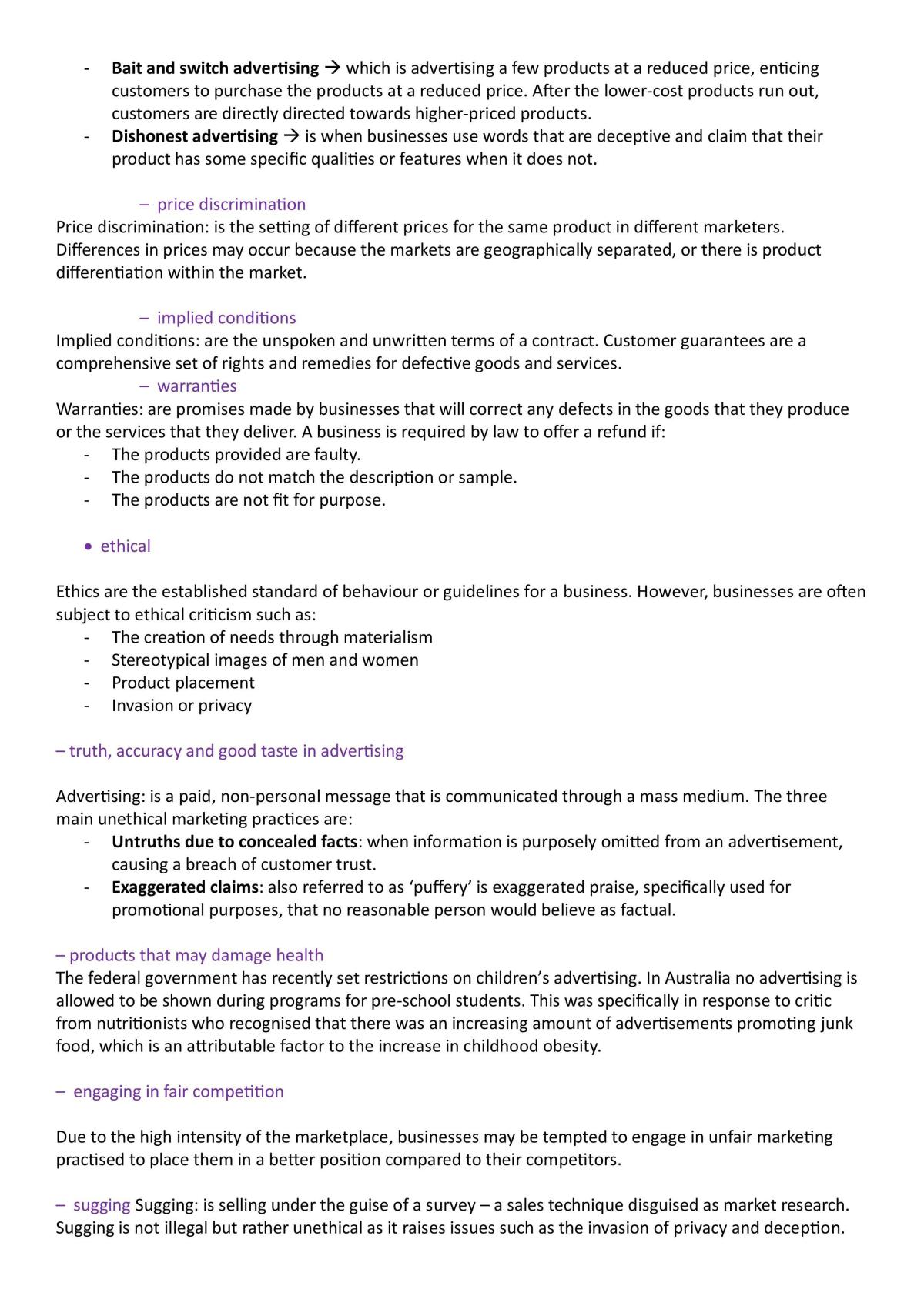 Marketing Business Studies Notes | Business Studies - Year 12 HSC ...